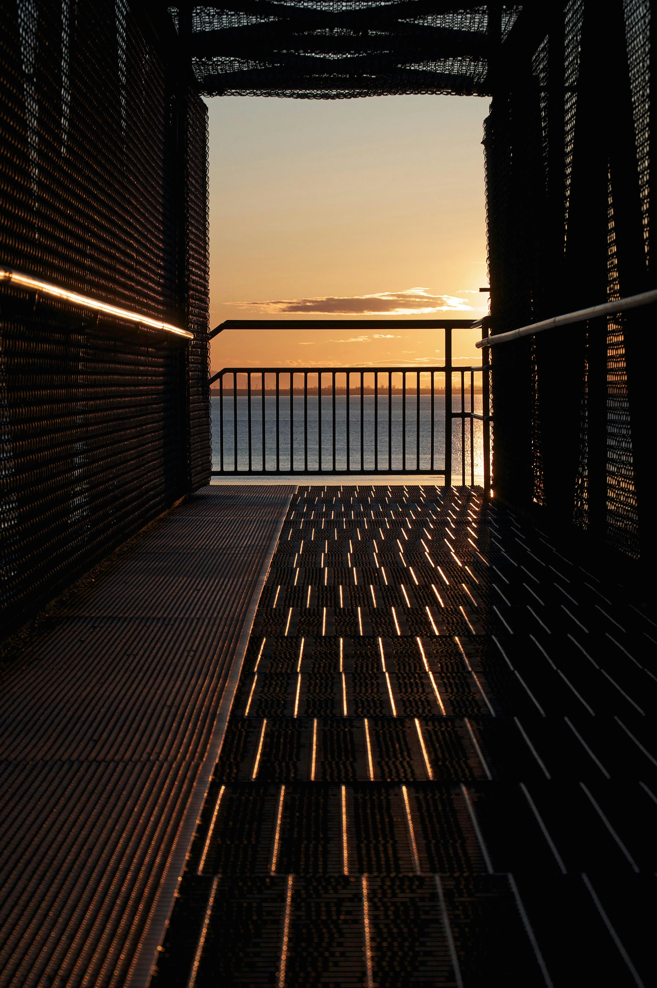 balcony rail with ocean background