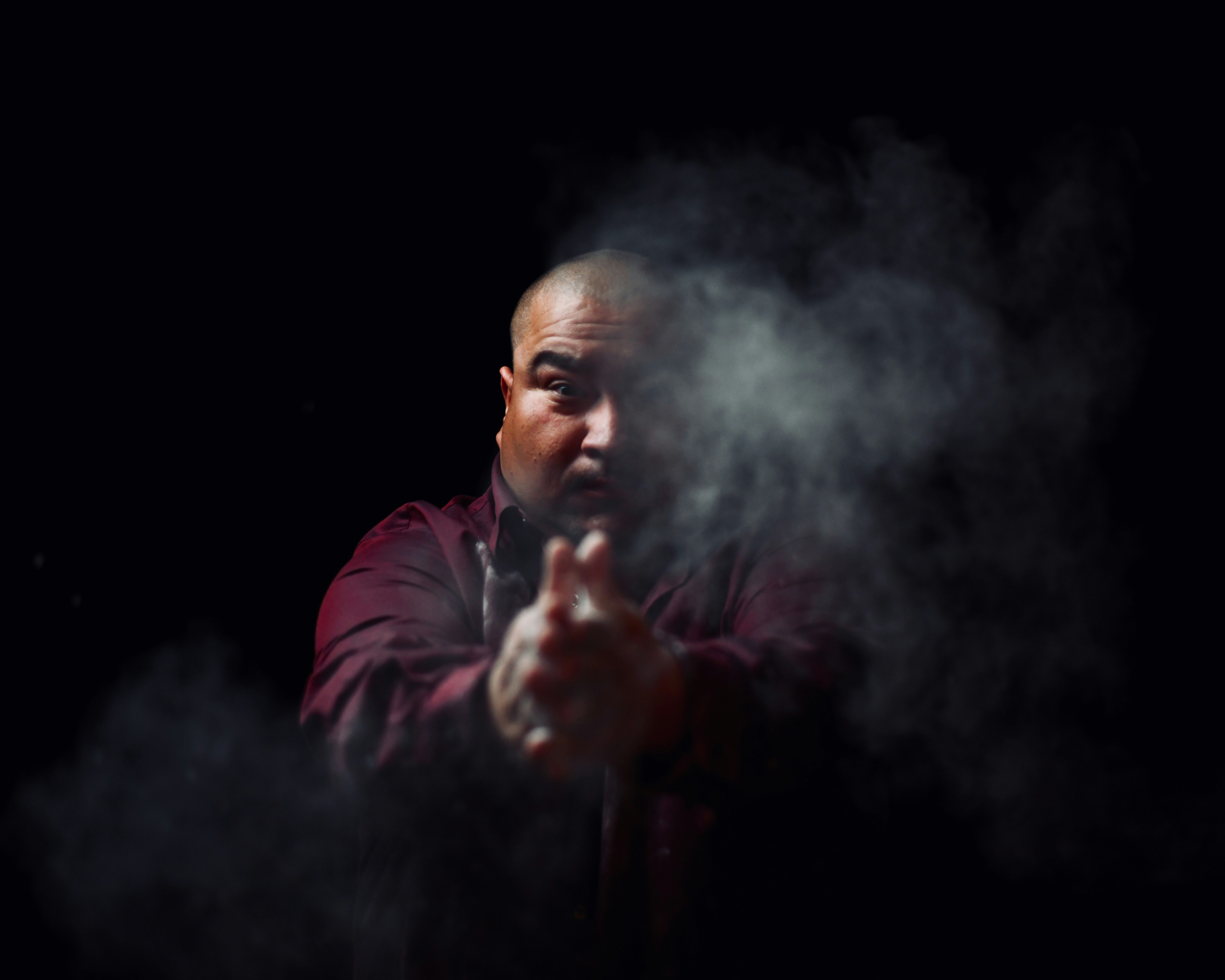 Gaze Through the Haze: A Smoke-Soft Portrait in Low Light