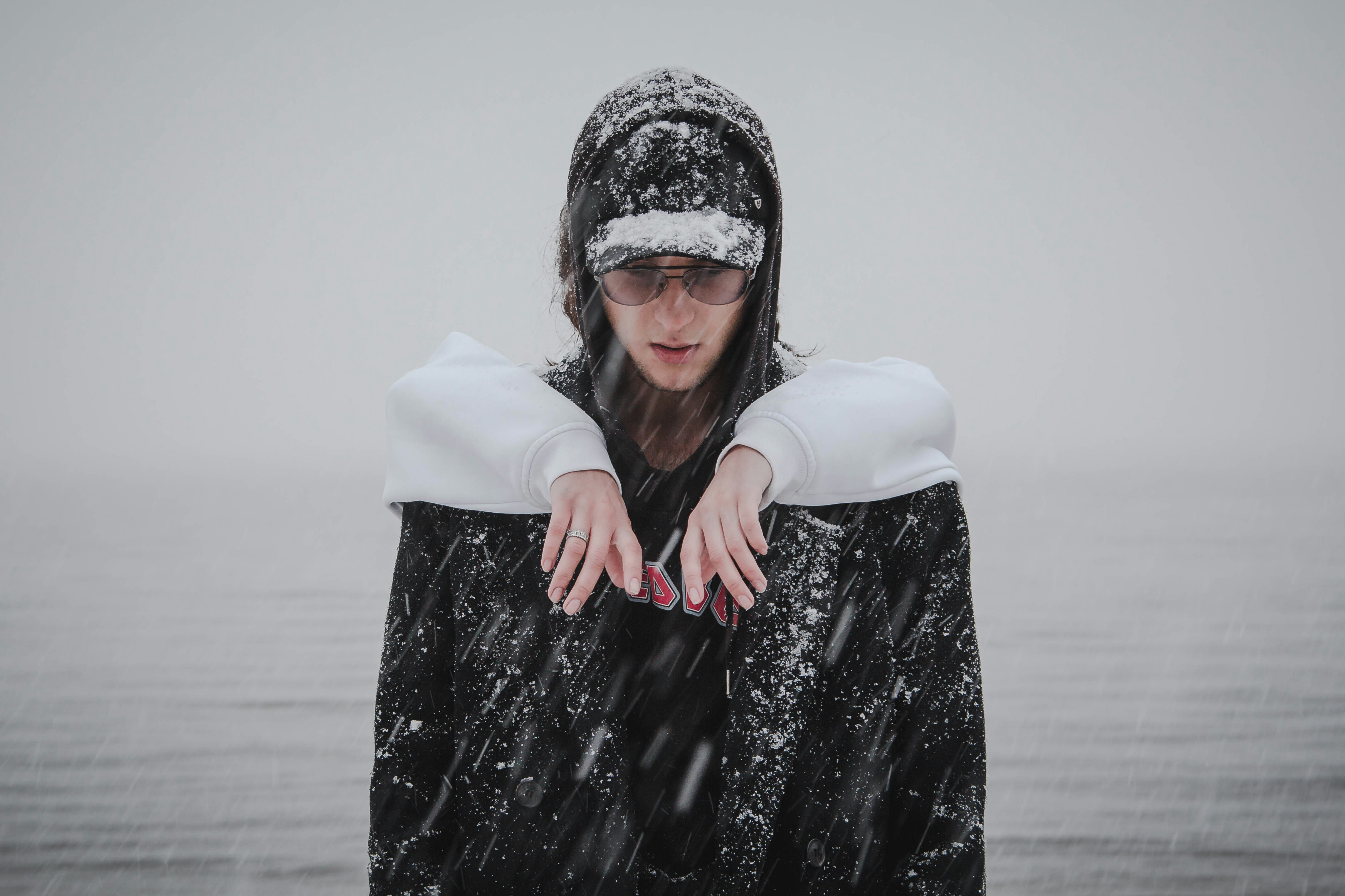 Snowbound Contemplation at the Shoreline