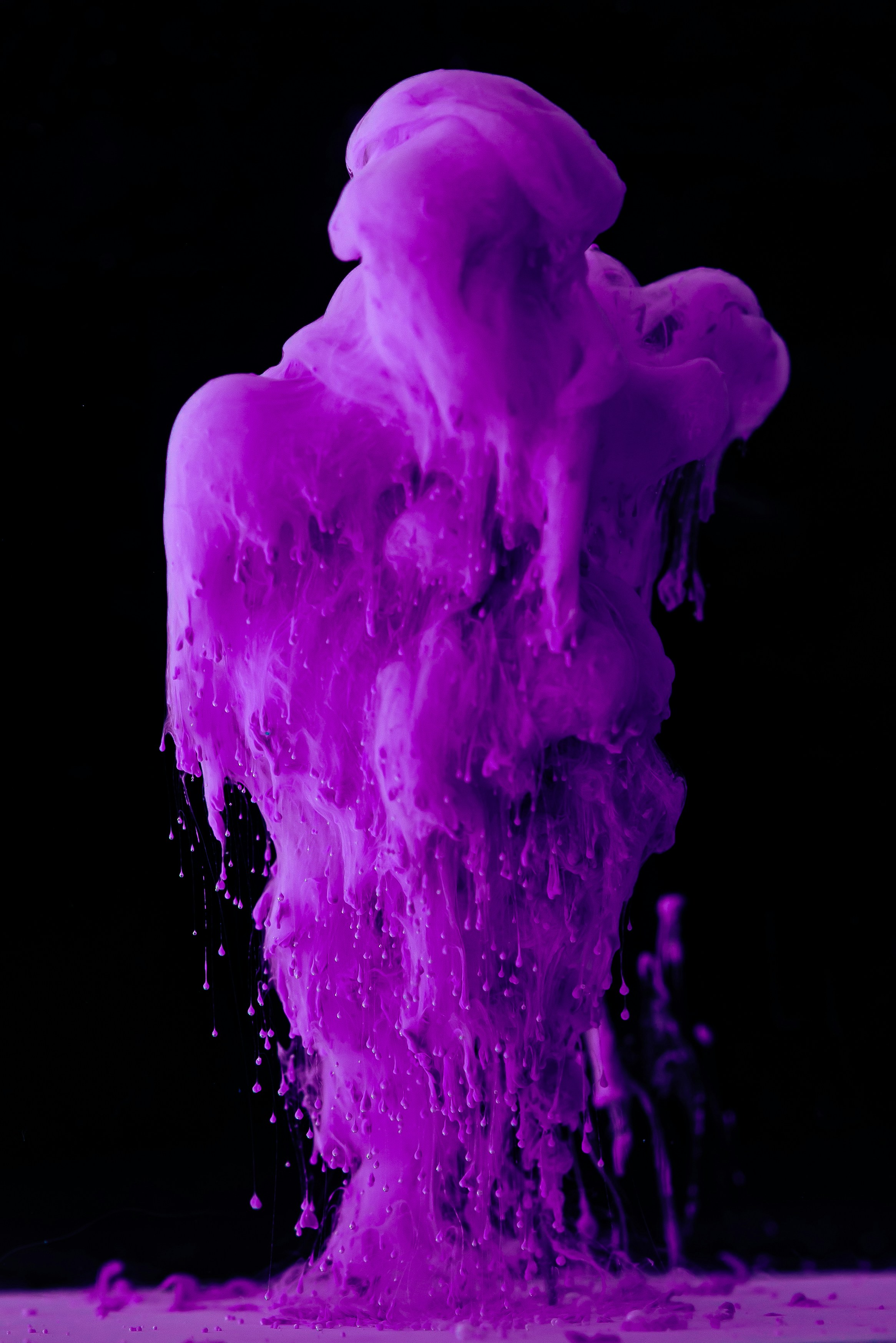 Nocturnal Amethyst Cascade: Neon Liquid Sculpted in Darkness