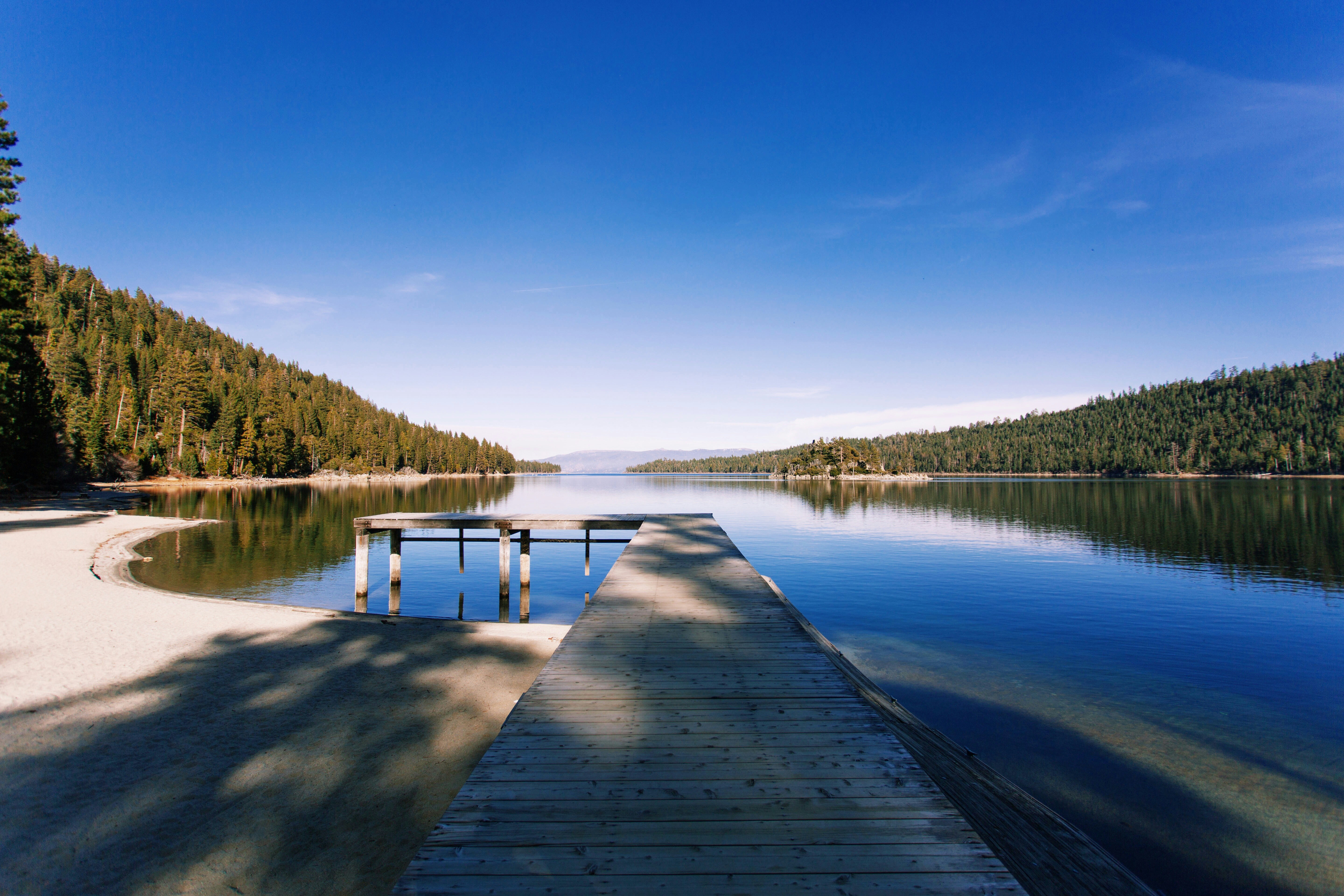 Gray dock on body of water near green leafed trees photo – Free Pier ...
