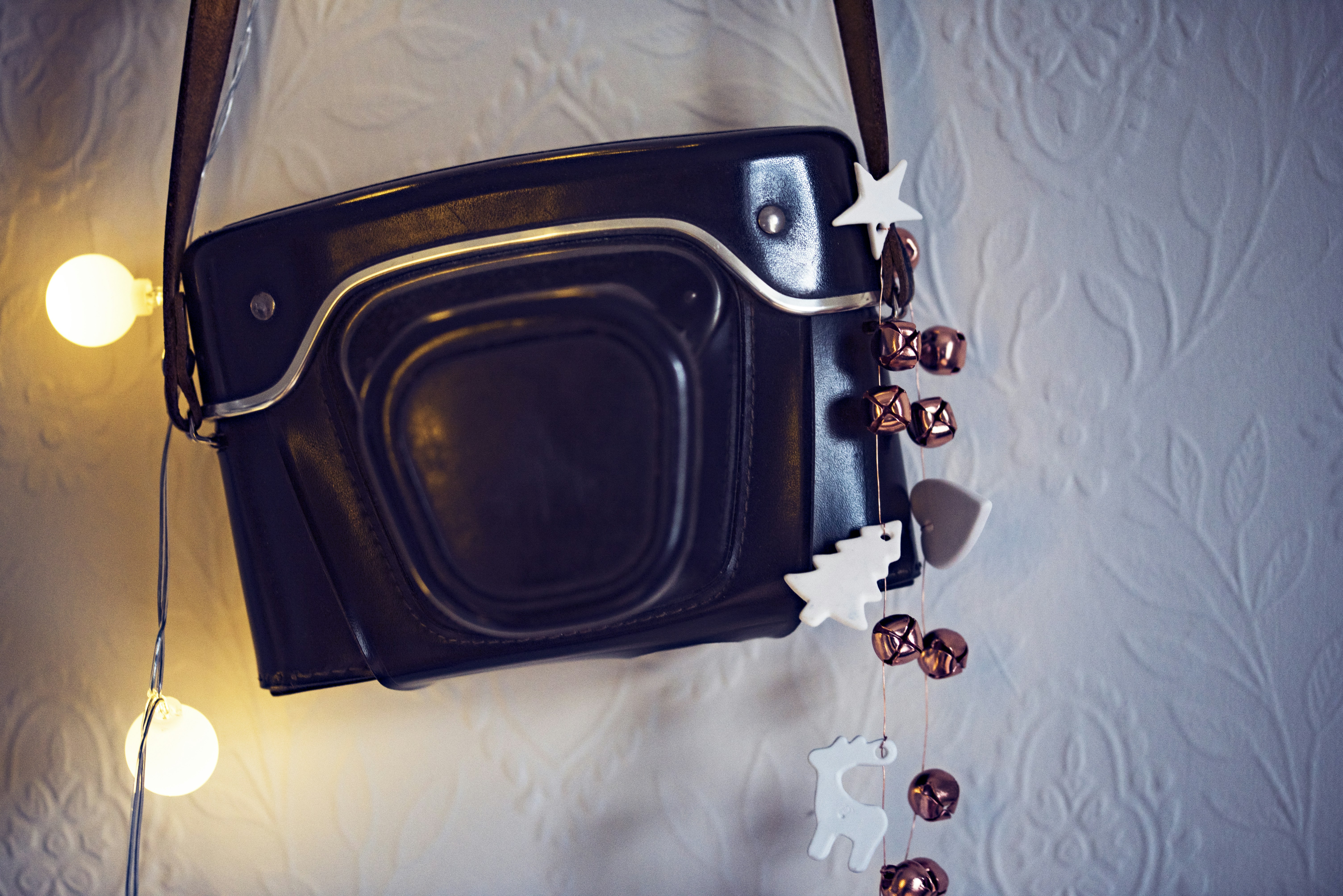 Pendant of Light: A Black DSLR Draped with Fairy Lights
