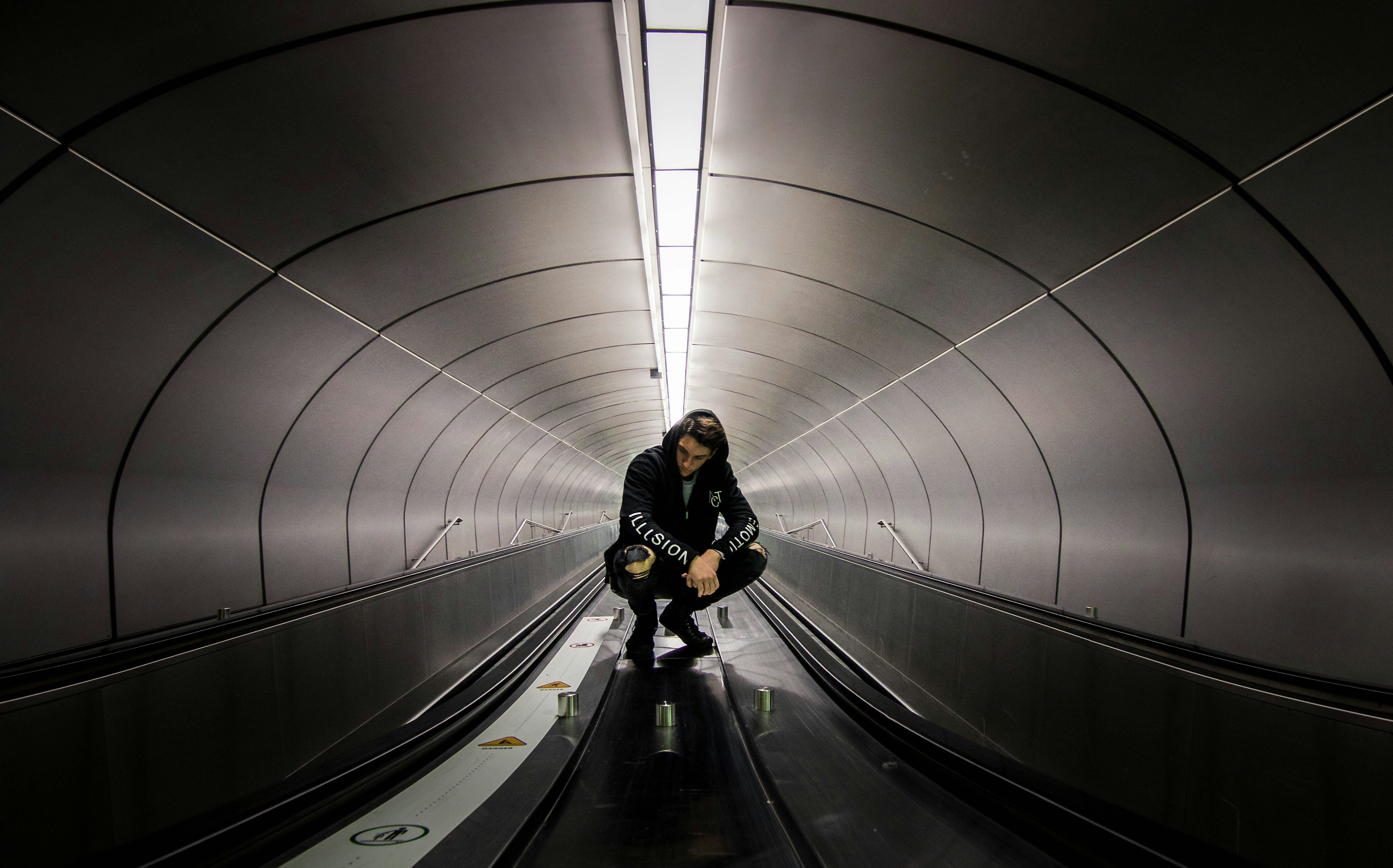 Symmetry in Motion: Subway Escalator VantageGuillaume Bolduc
