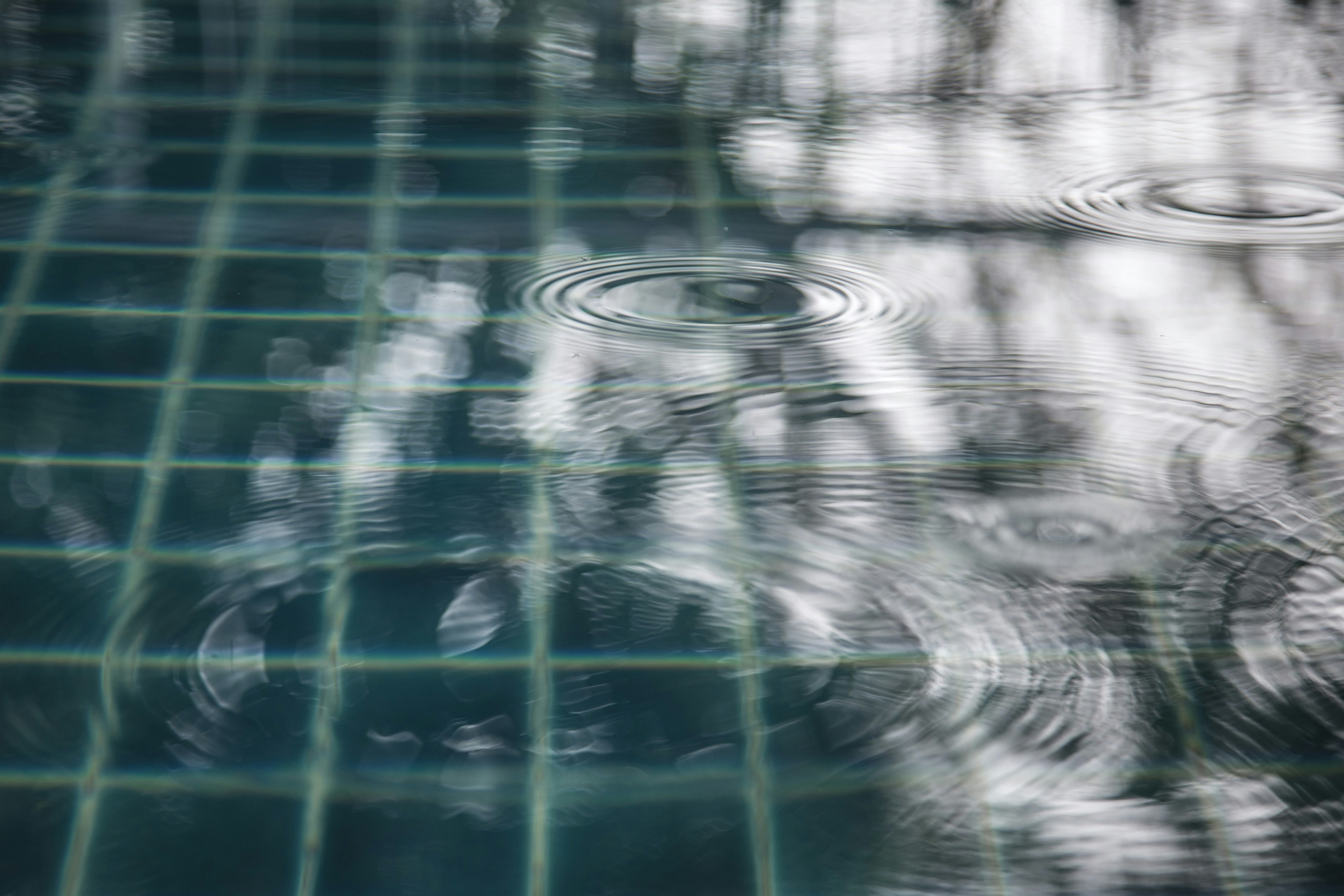 Rain drop in the pool