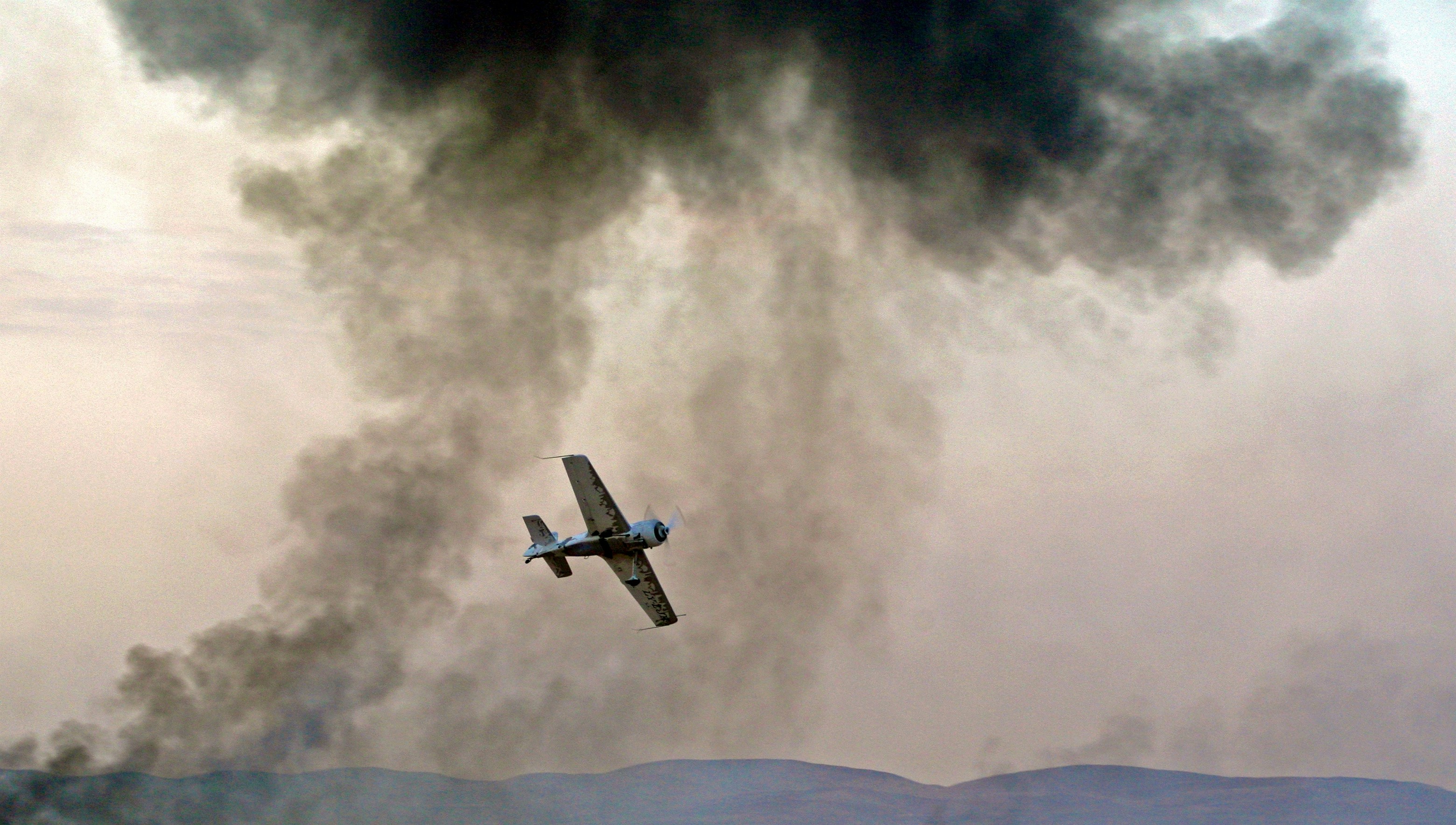 Panning photography of flying blue and white biplane photo – Free Cloud ...
