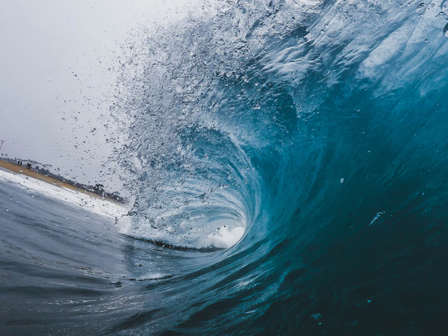 View of the barrel wave | time-lapse photography of ocean waves