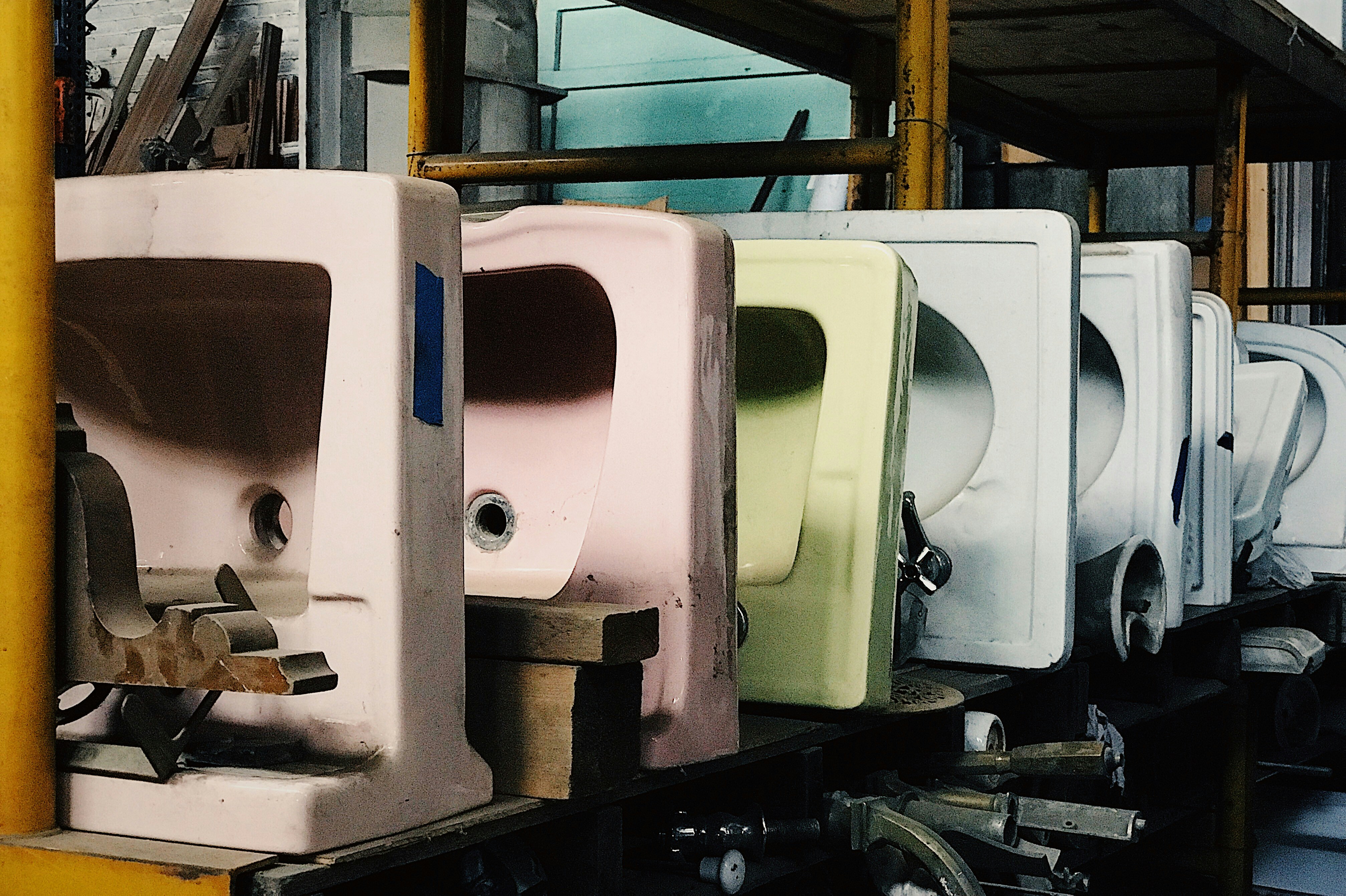 Pastel Rows on the Industrial Assembly Line