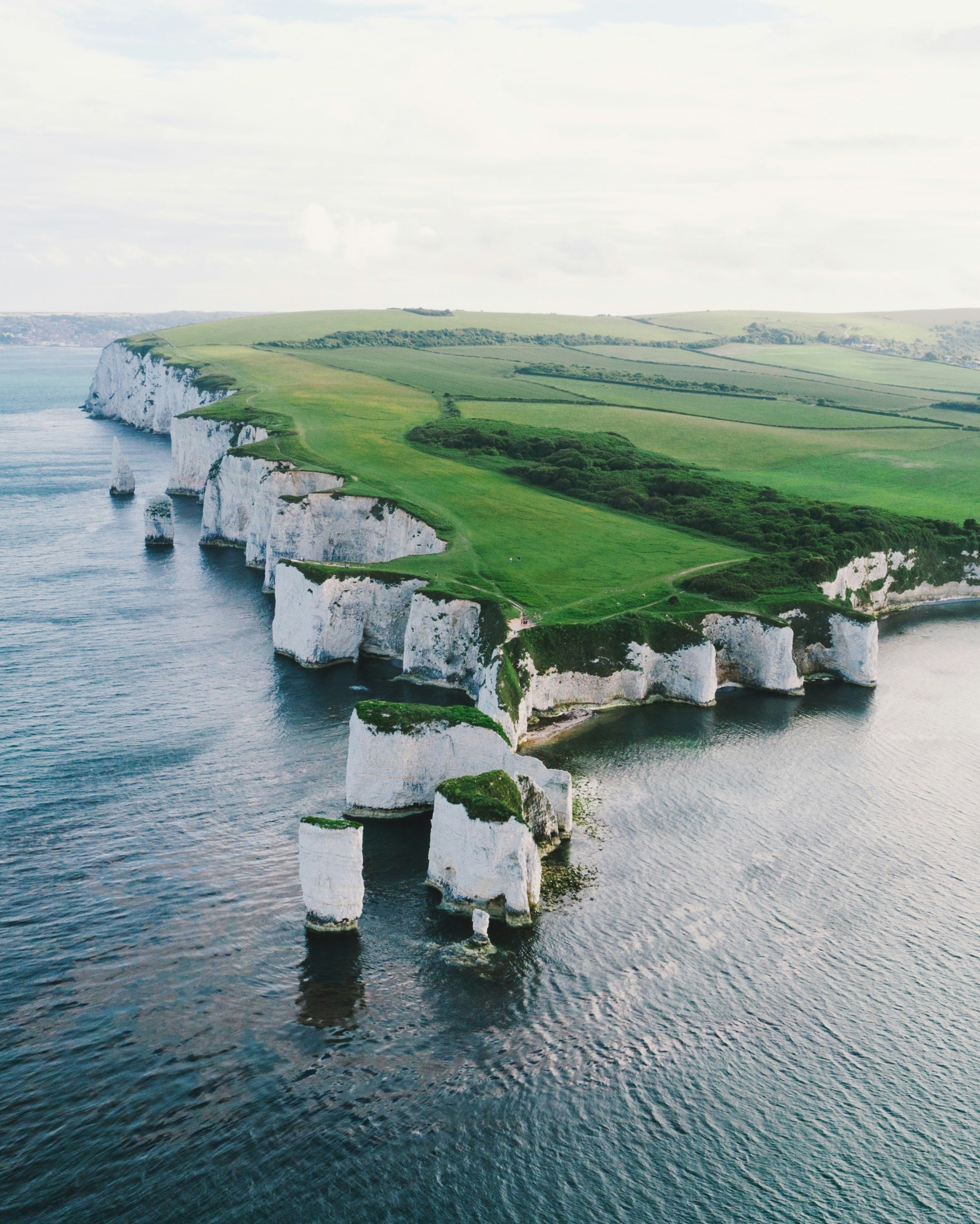 OLD HARRY ROCKS | bird's-eye-view photography of land near body of water