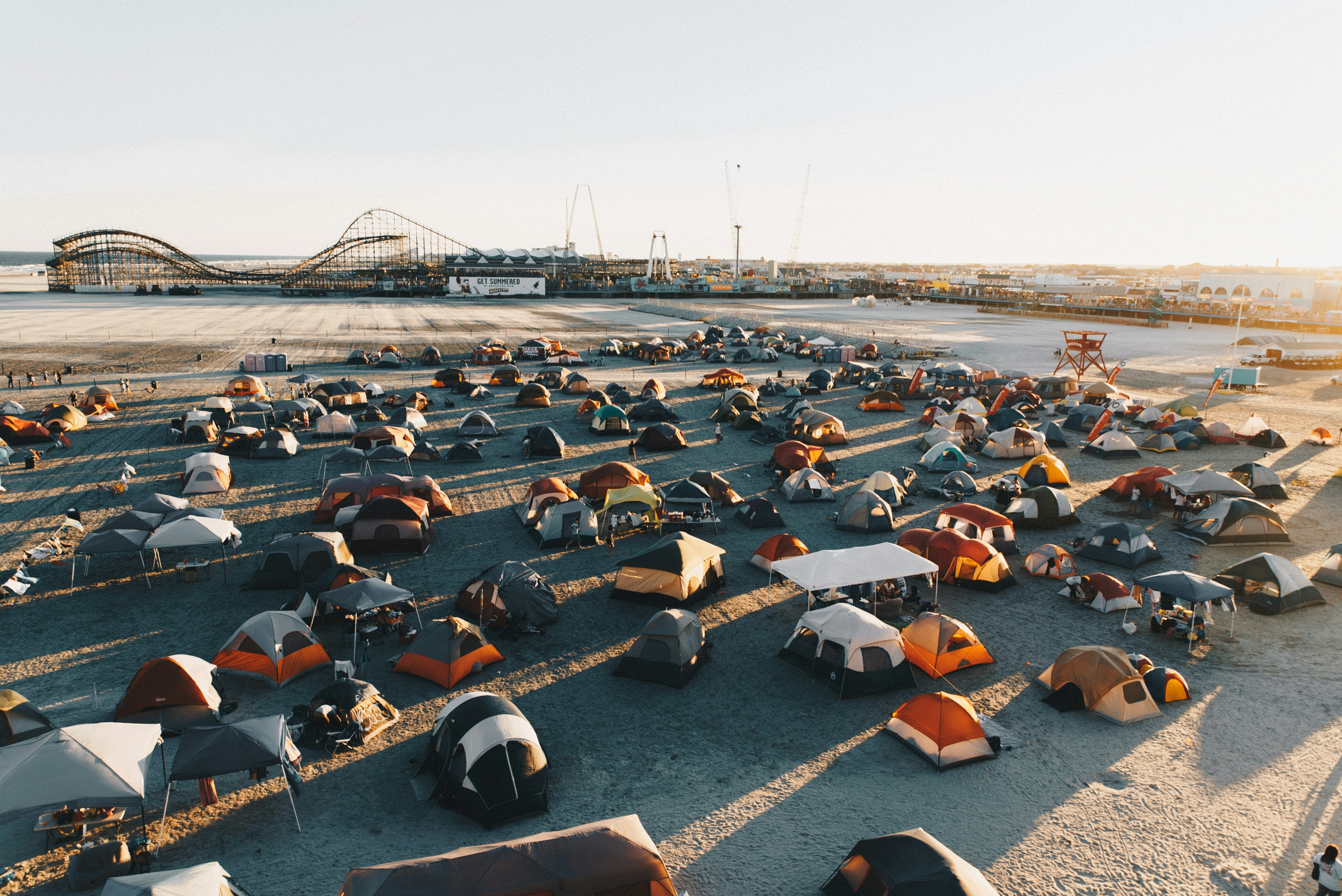 Vibrant Campsite Mosaic at Dawn
