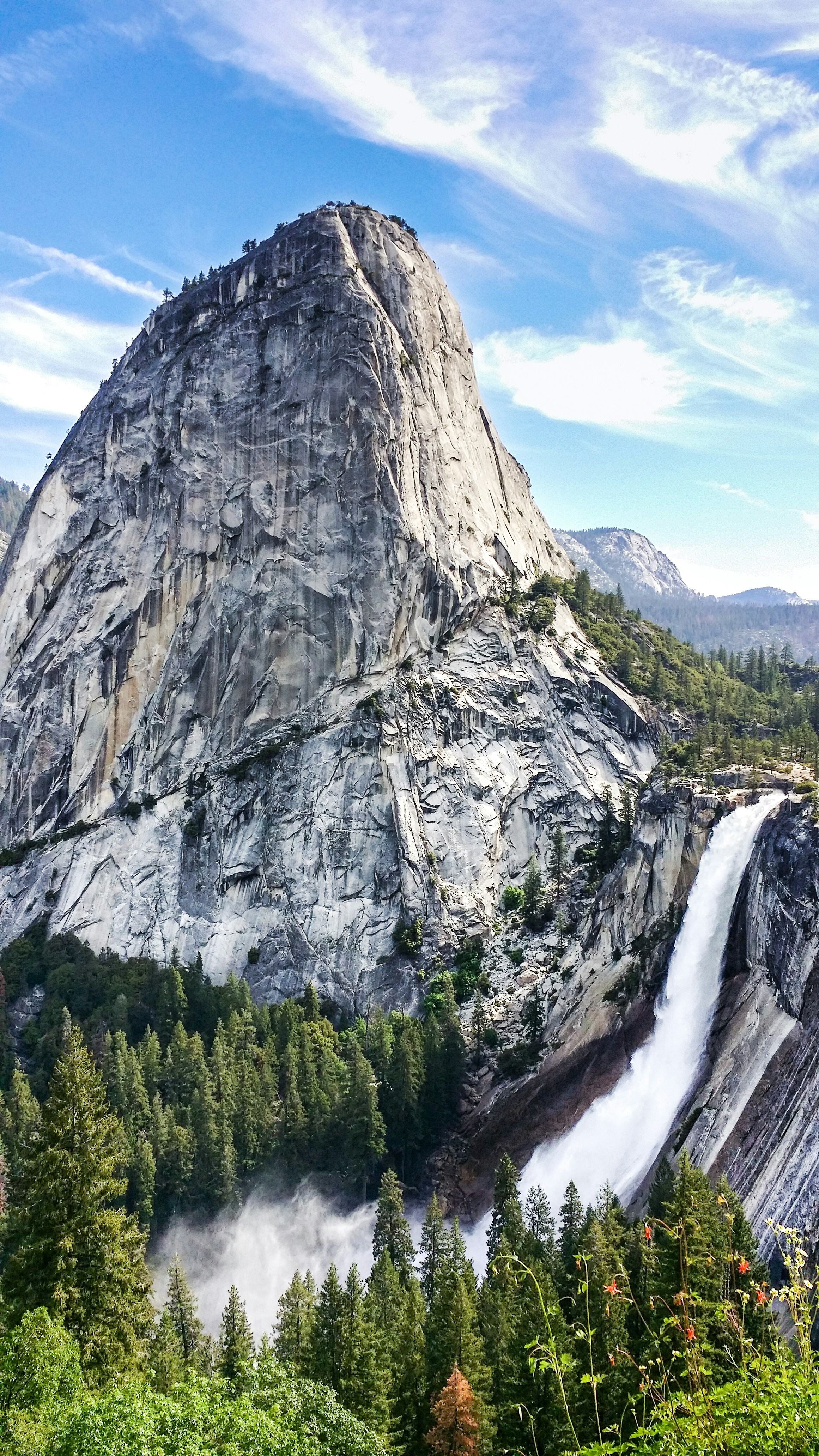A Beautiful View in Yosemite - Nevada Falls | aerial view of cliff