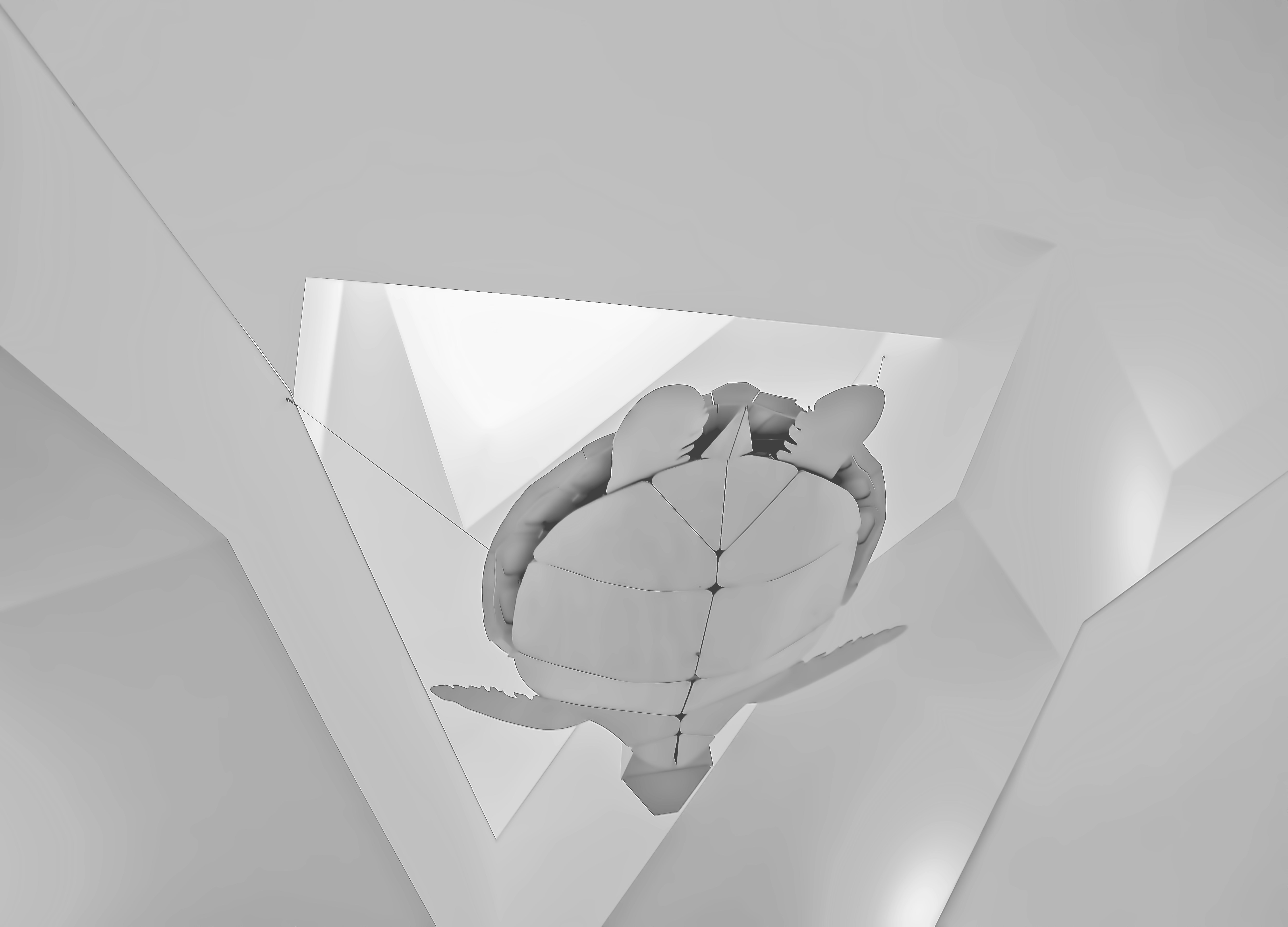 Hanging Sphere in a Prism: Minimal Geometry Inside an Angular Atrium