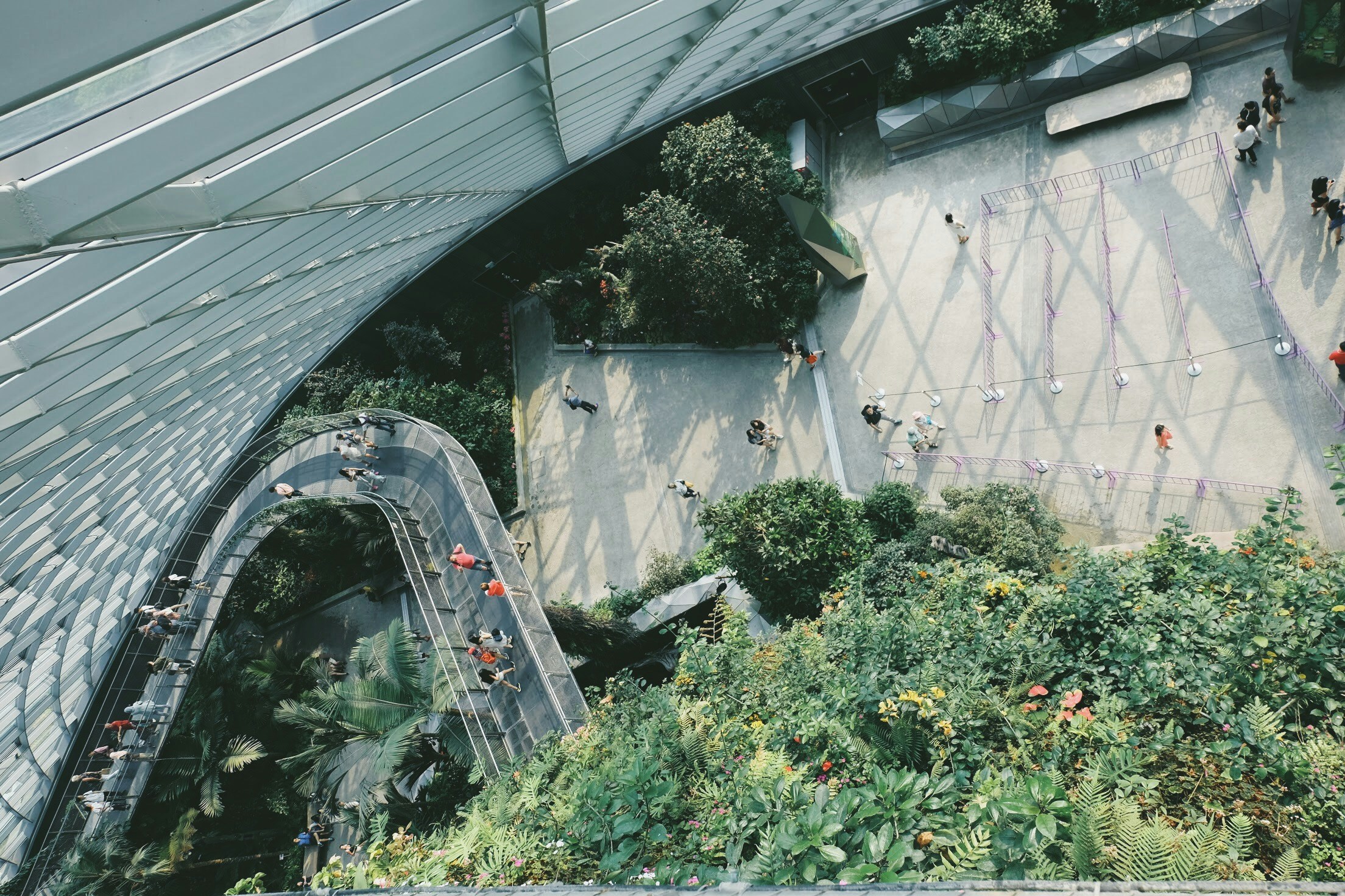 Aerial view of people walking towards the building photo – Free Park ...