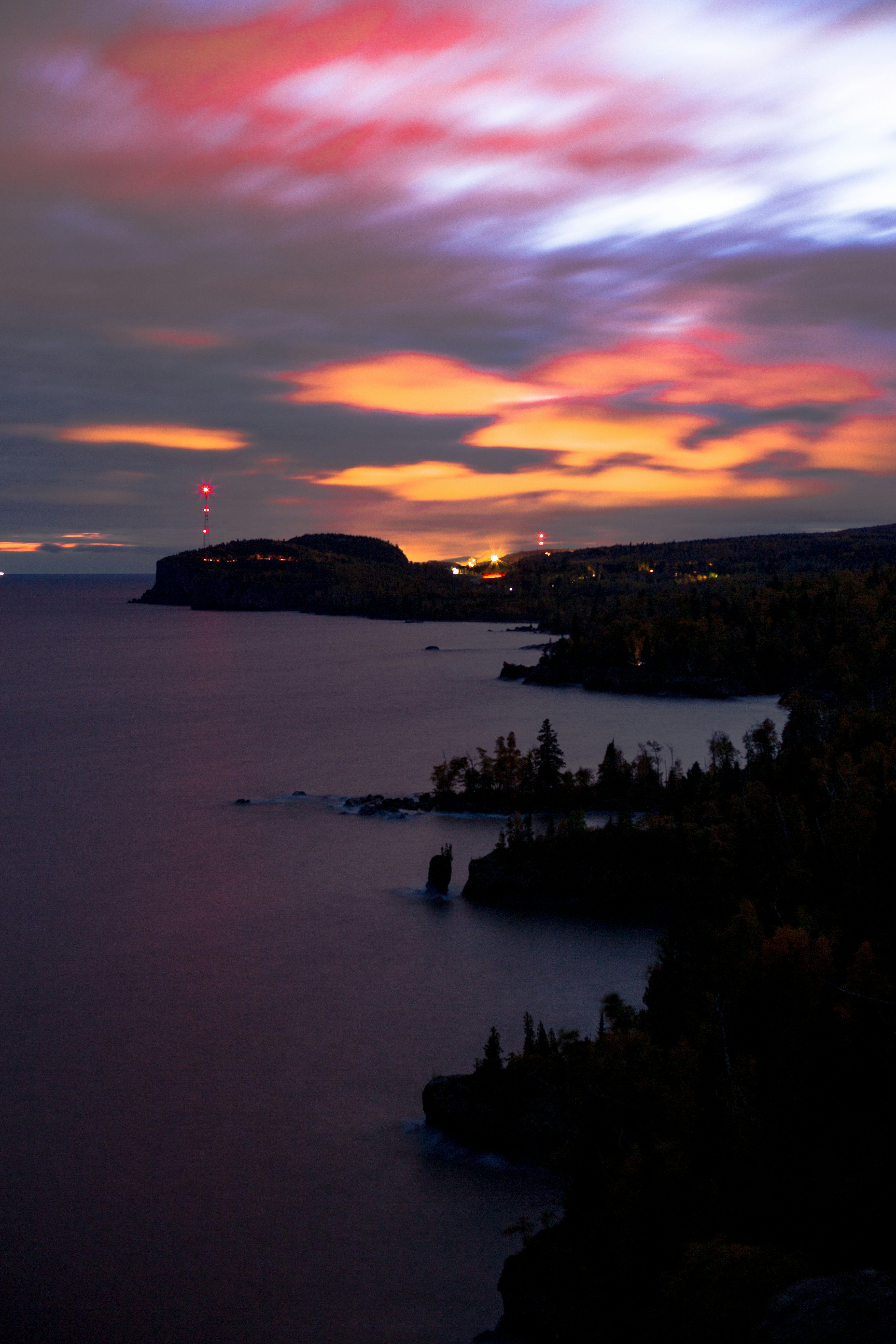 Dusk Beacons Along a Quiet Peninsula