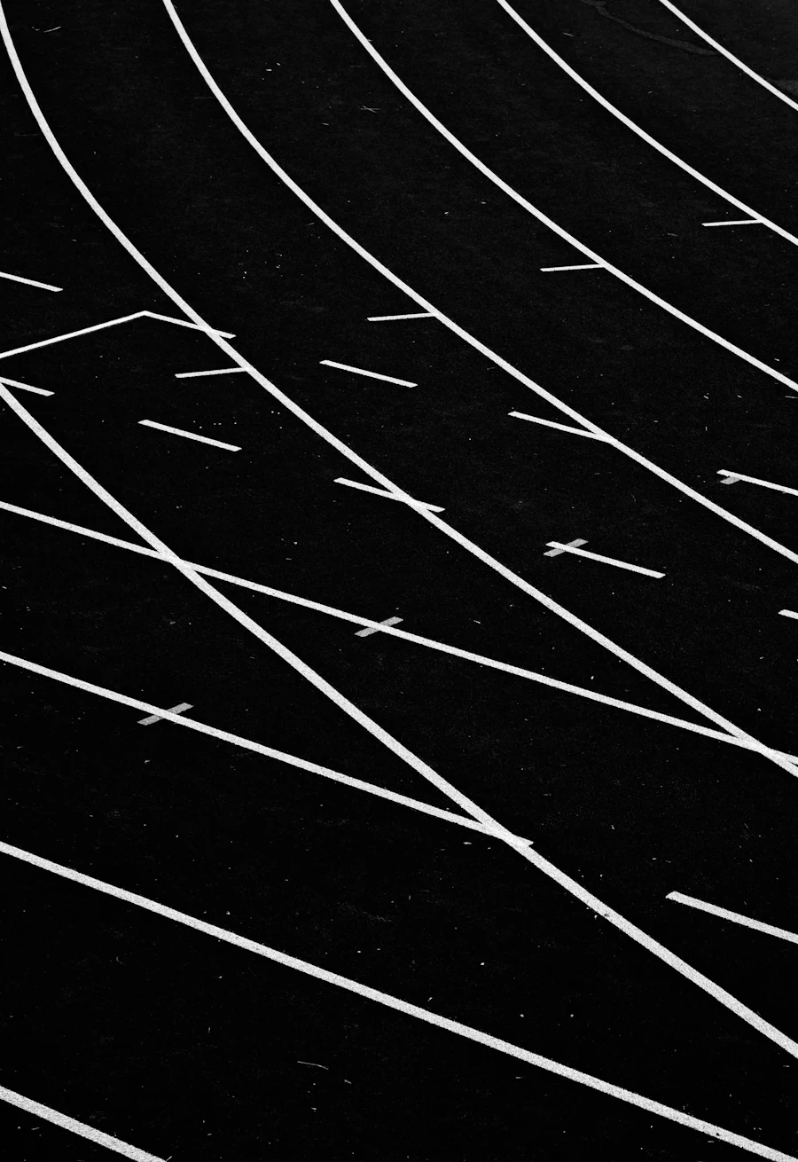 Track and field | white lines on track field