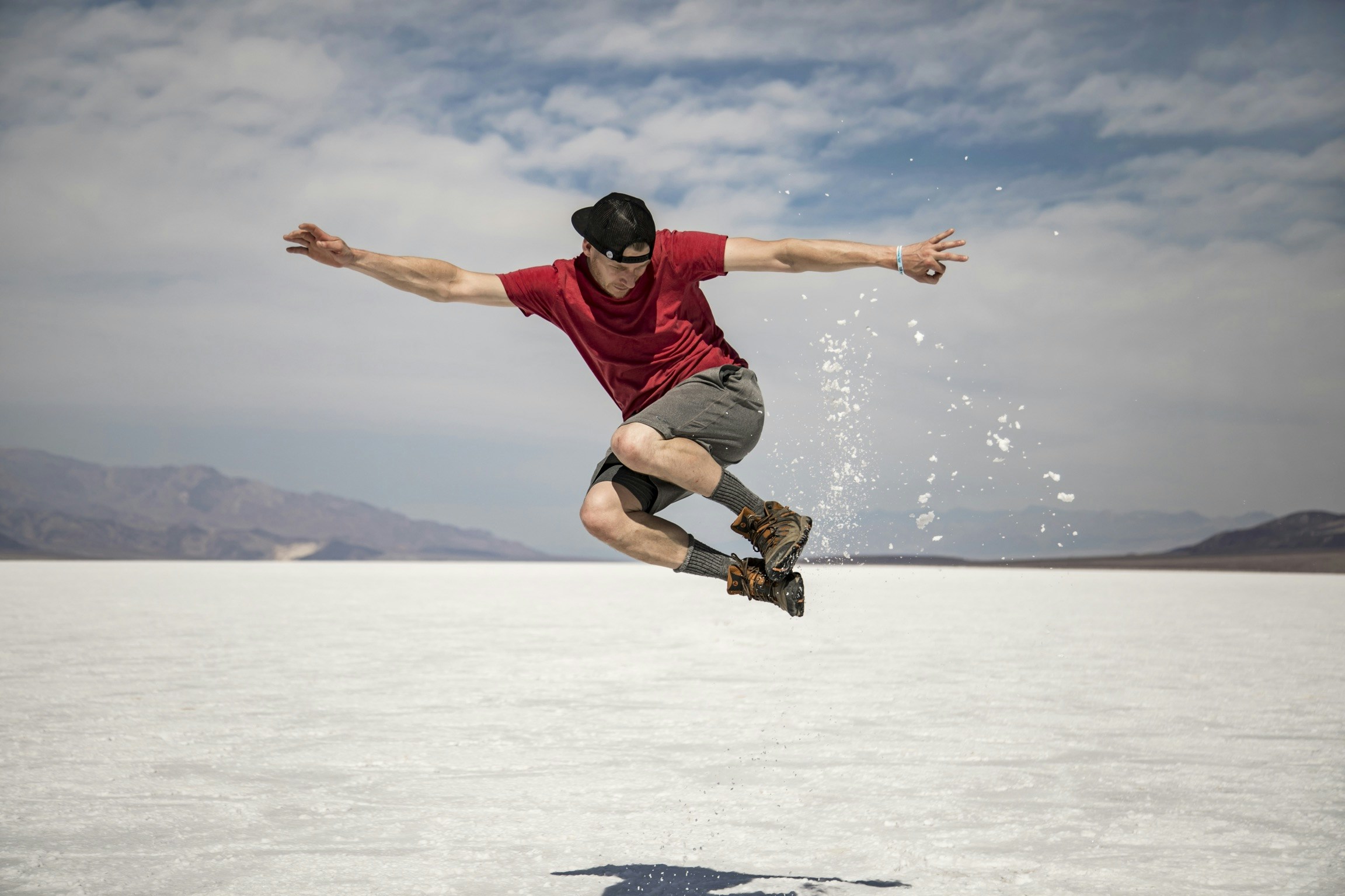 Death Valley | man doing high jump