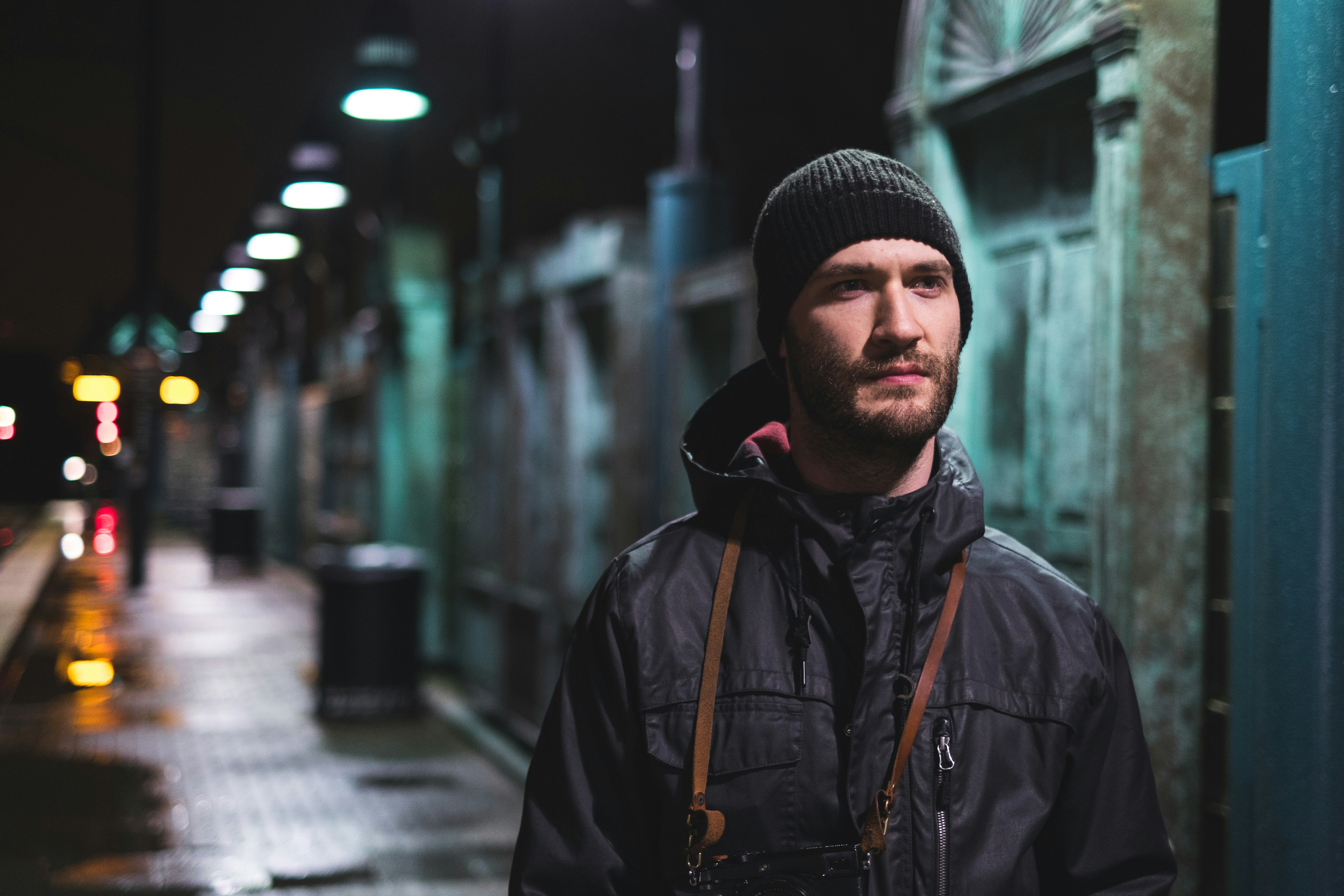 Urban Nocturne: Man in Focus