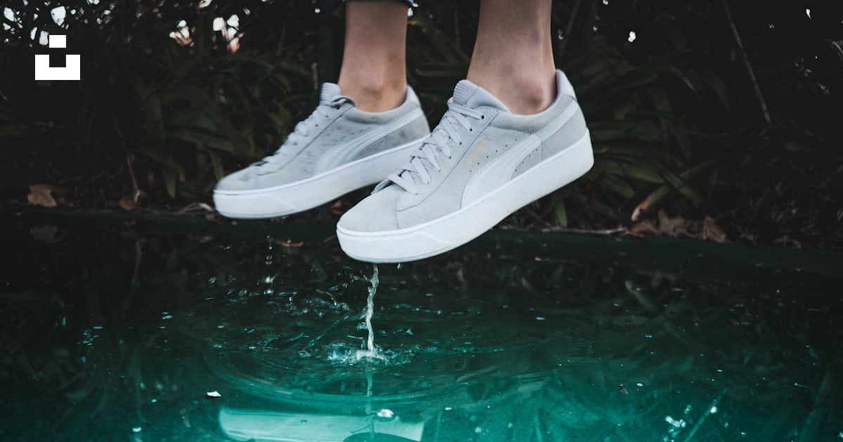 Person Wearing Gray Shoes Photo Free Blue Image On Unsplash