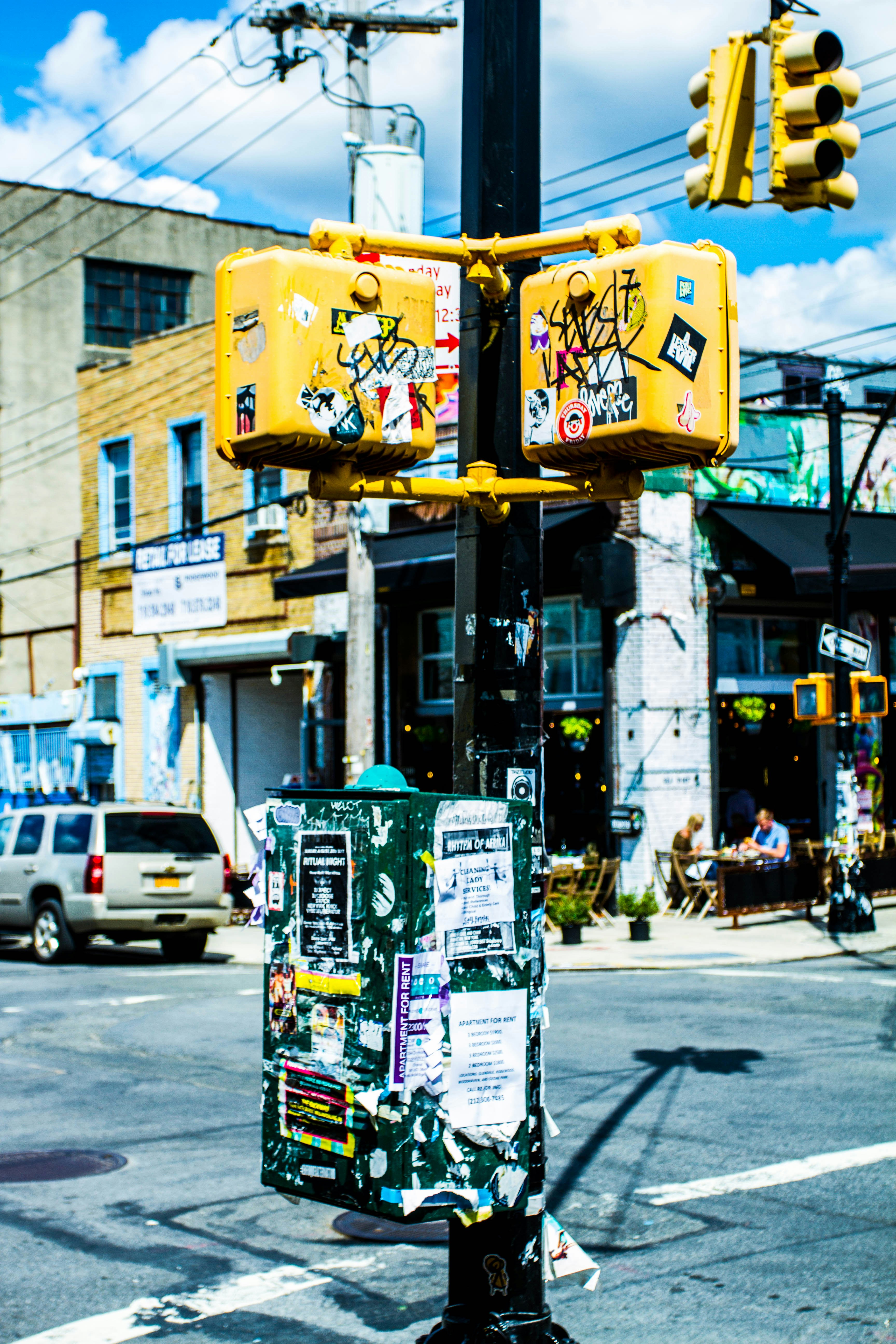 Yellow and black post filled with flyers photo – Free Brooklyn Image on ...