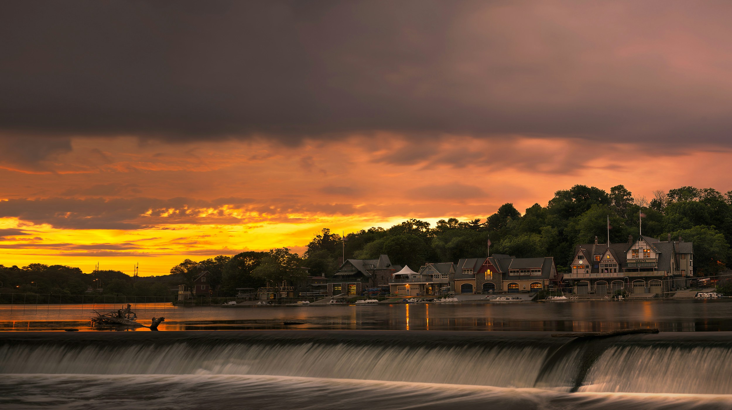 Twilight Symphony Over Riverside Dwellings