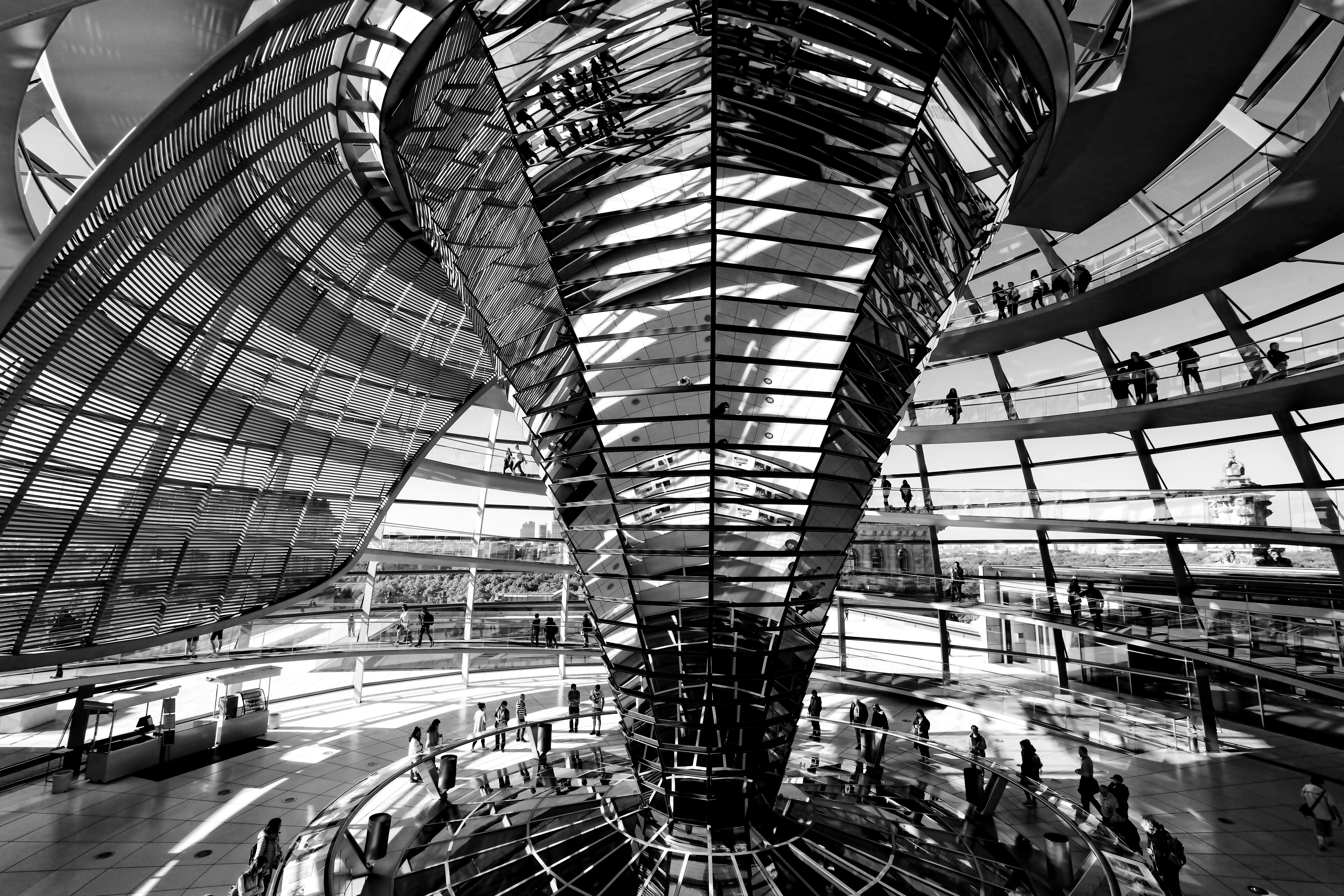 Bundestag 123 | grayscale photography of people inside building