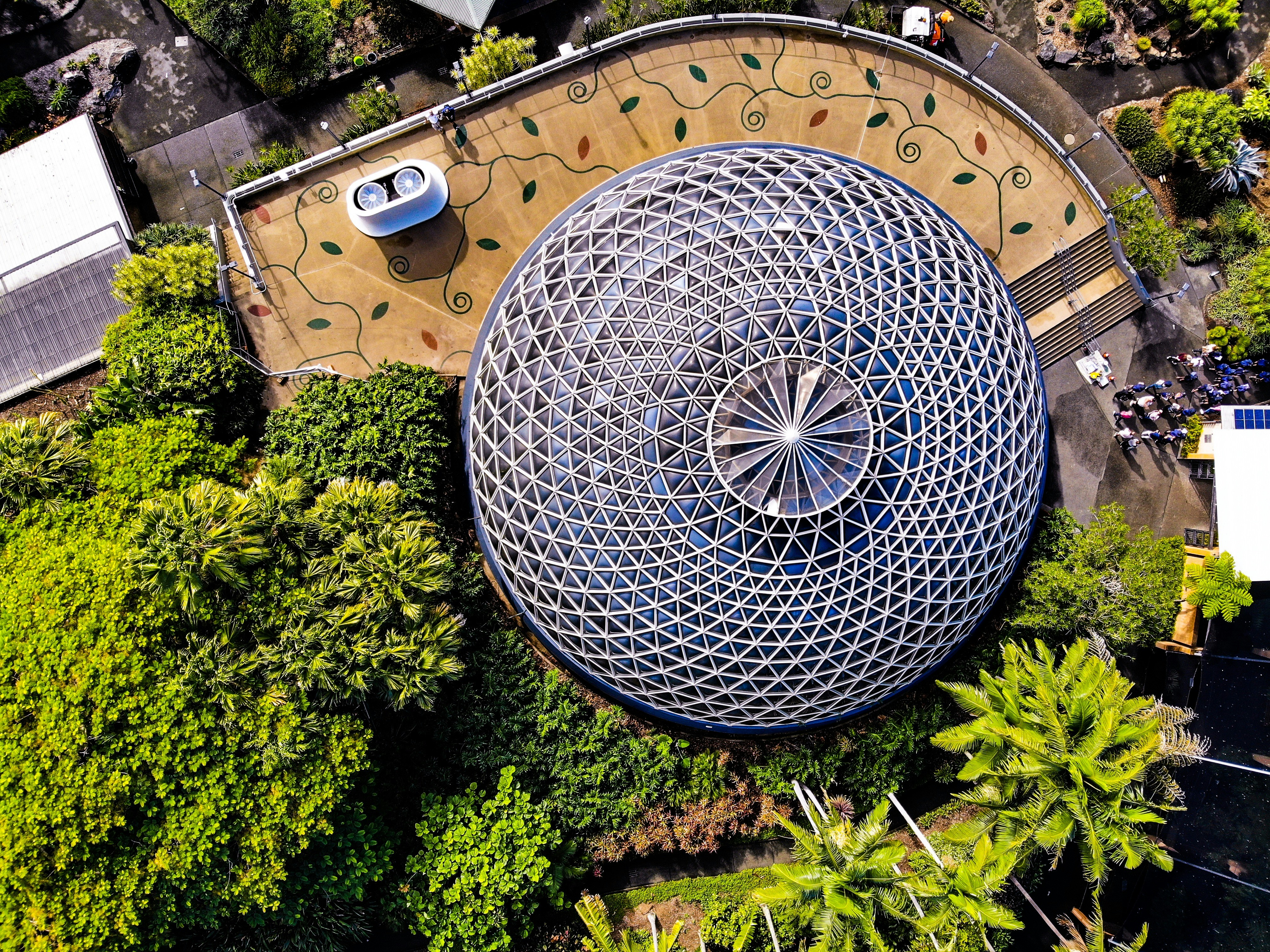 Aerial photography of round blue and gray dome building at daytime ...