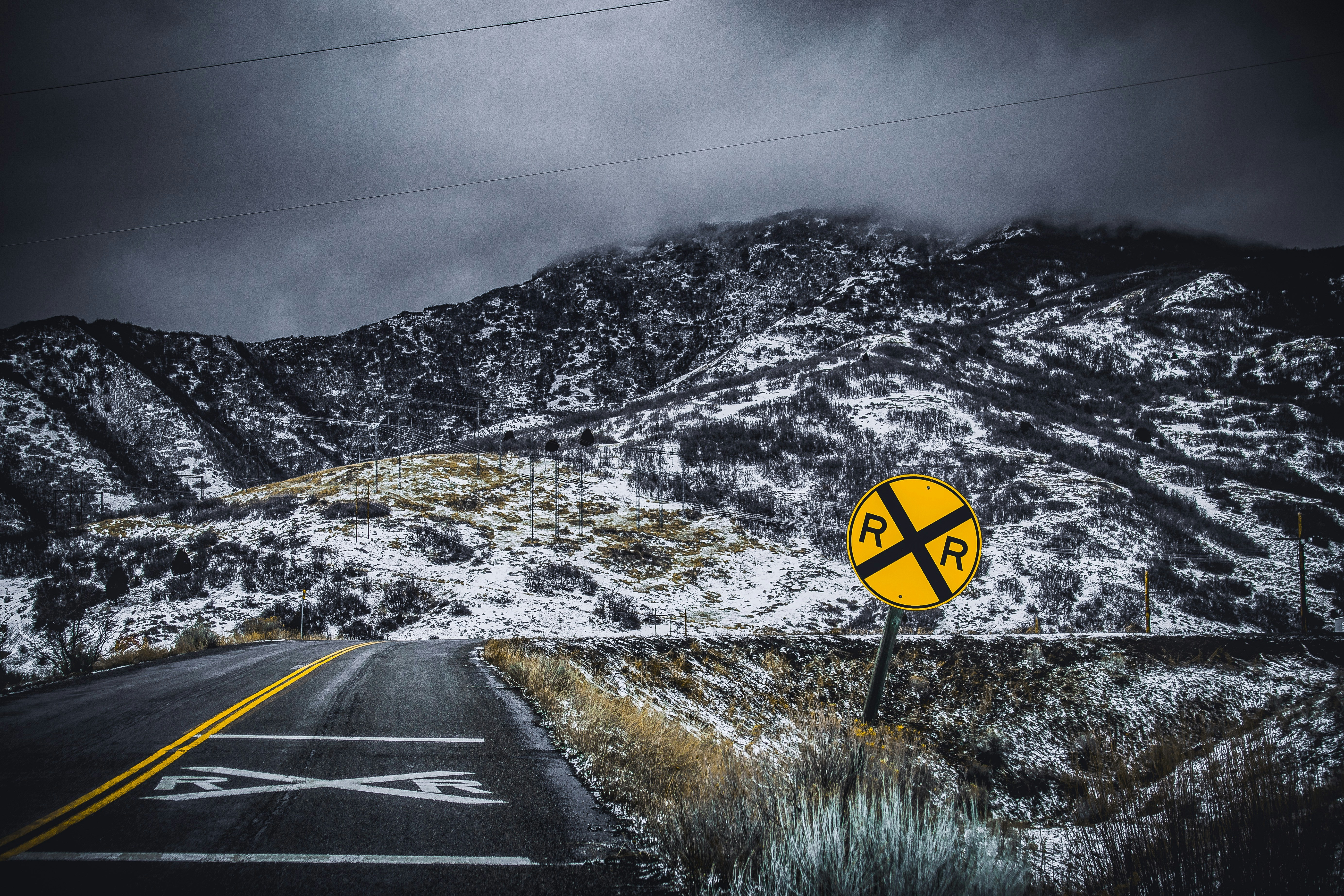 Yellow and black road signage on roadside photo – Free United states ...