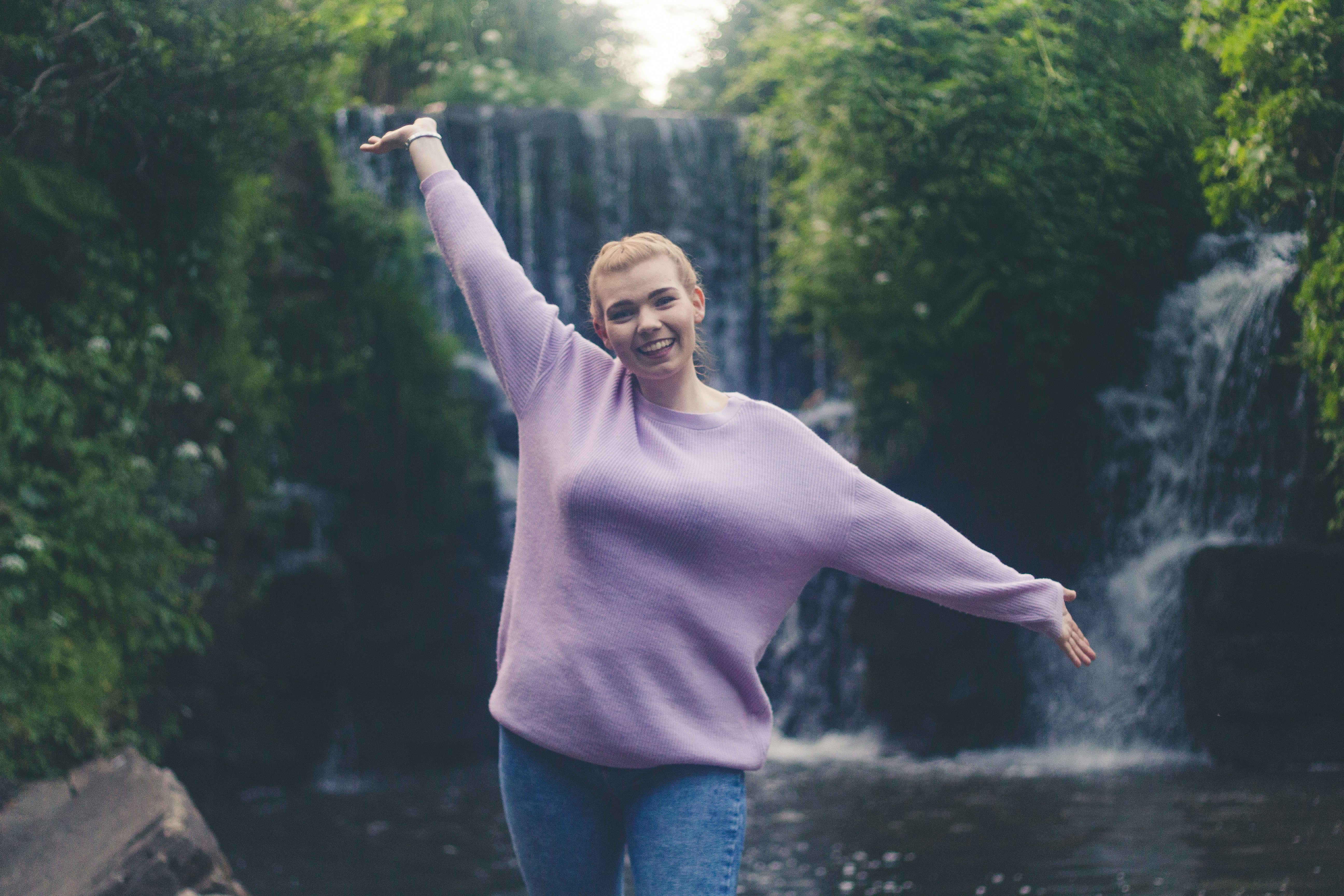 Lavender in the Mist: Portrait by the Emerald Falls