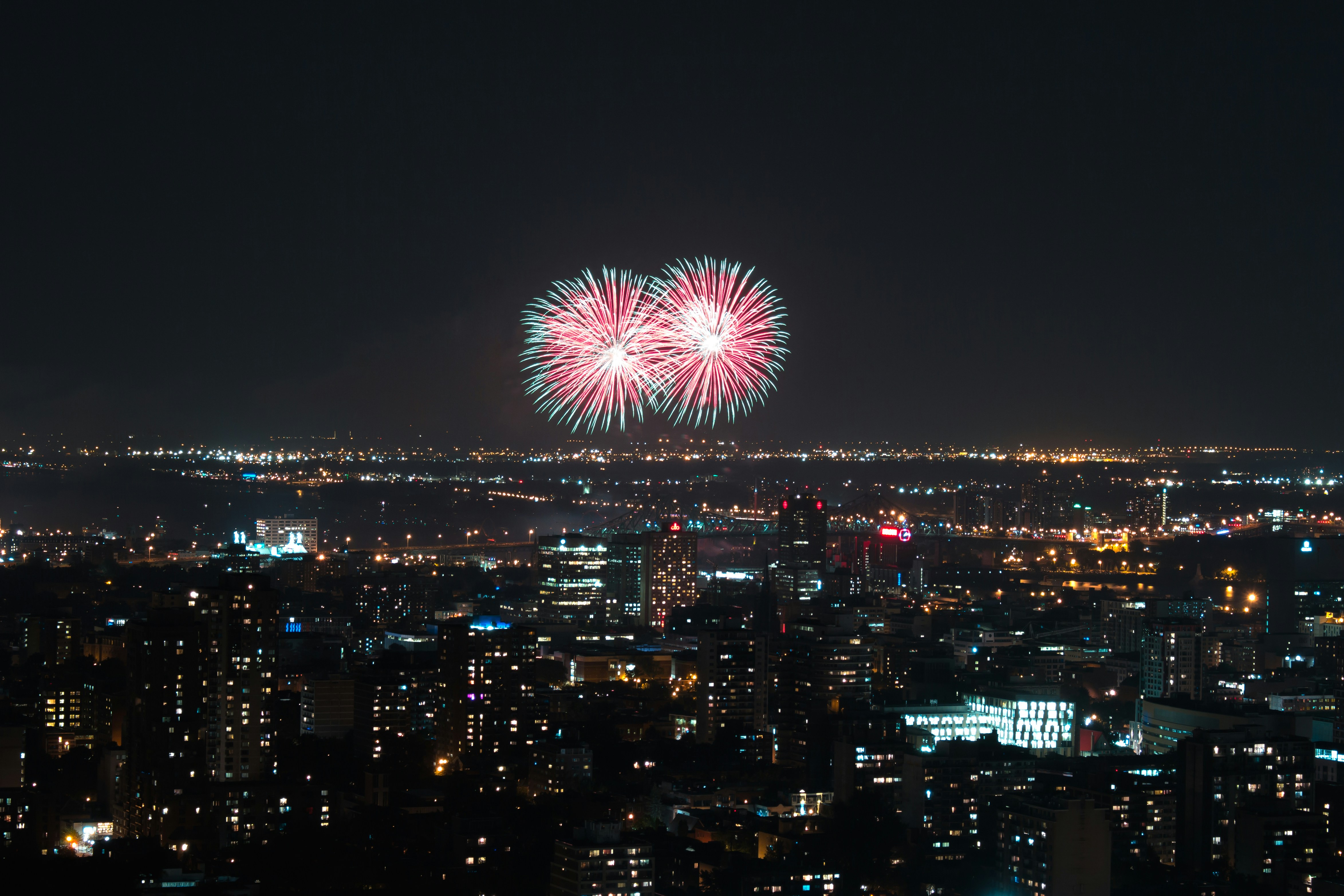 City building under fireworks during nighttime photo – Free Landscape ...