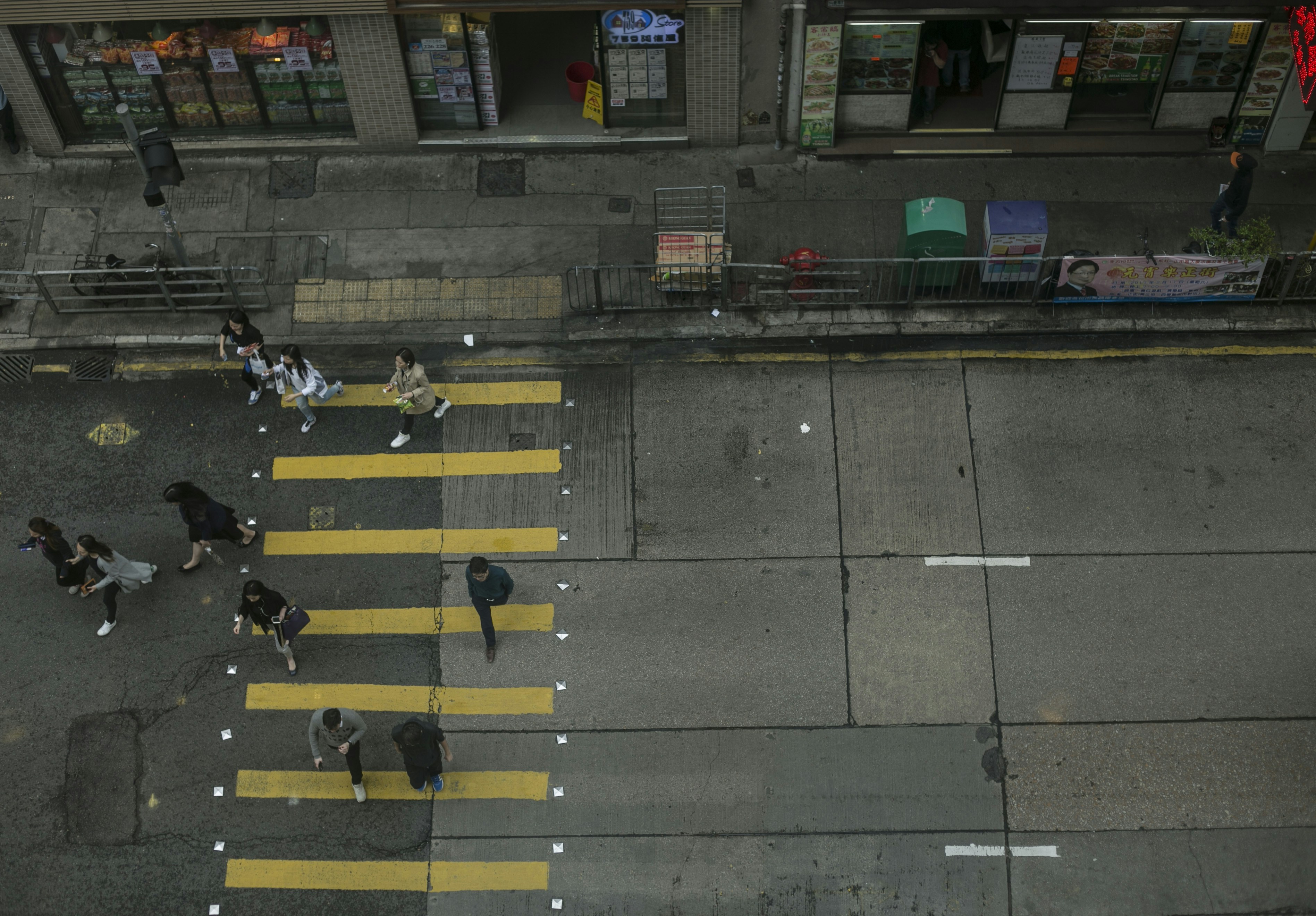 High angle photography of several people waking on concrete road photo ...