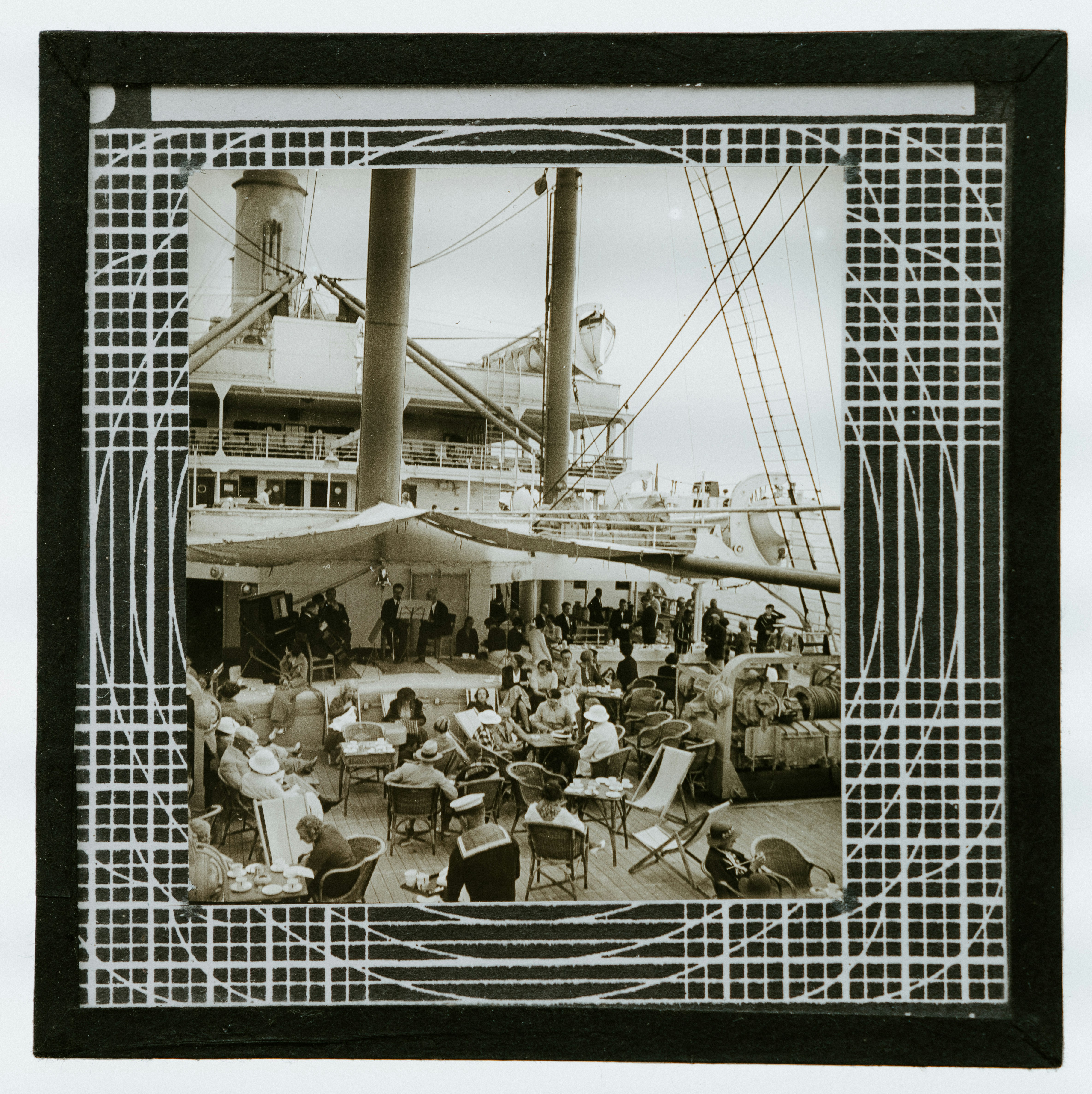 Crowd on the Quarterdeck: Festive Gathering Aboard a Classic Ocean Liner