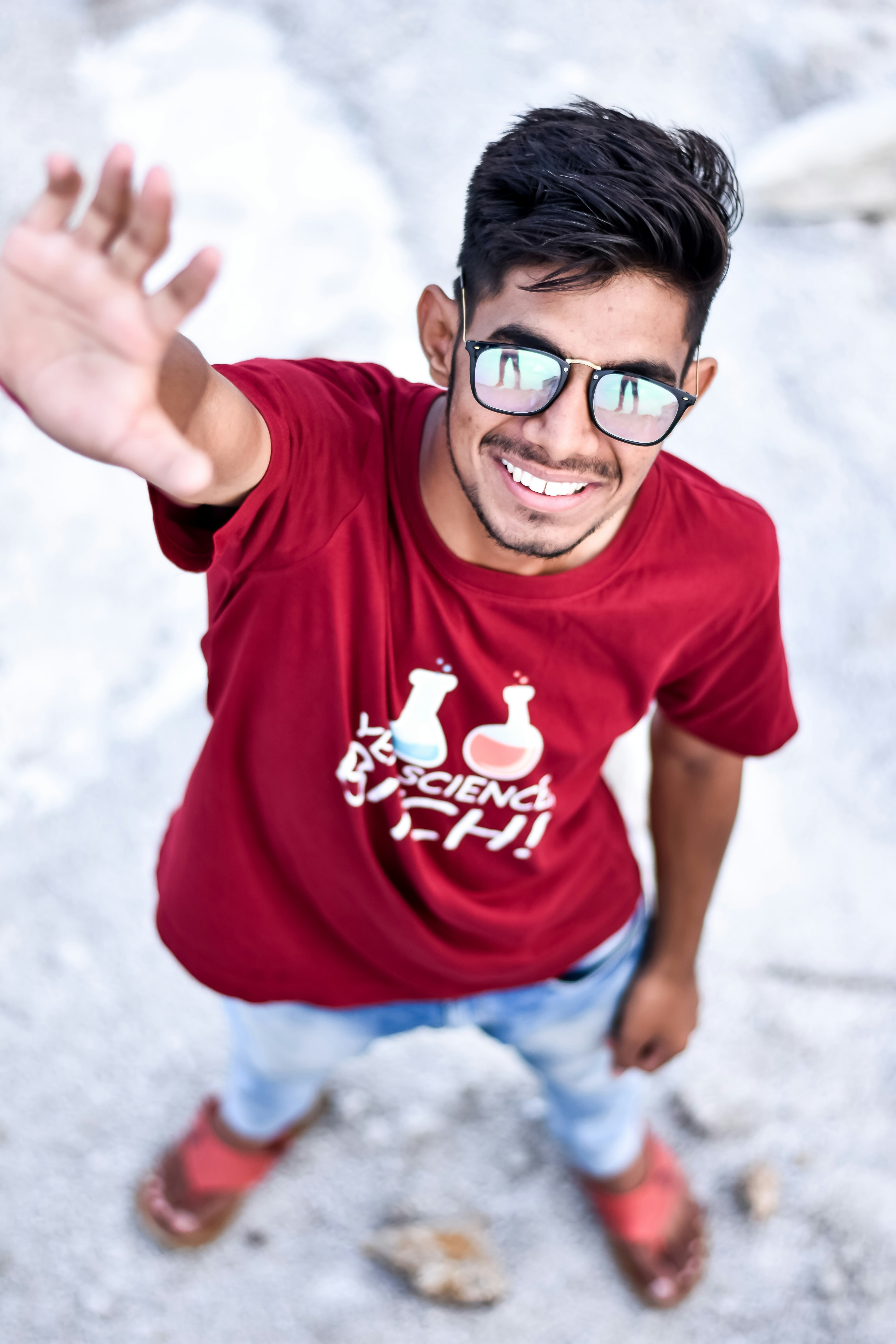 Man raising left hand while standing photo – Free Sambhar lake Image on ...