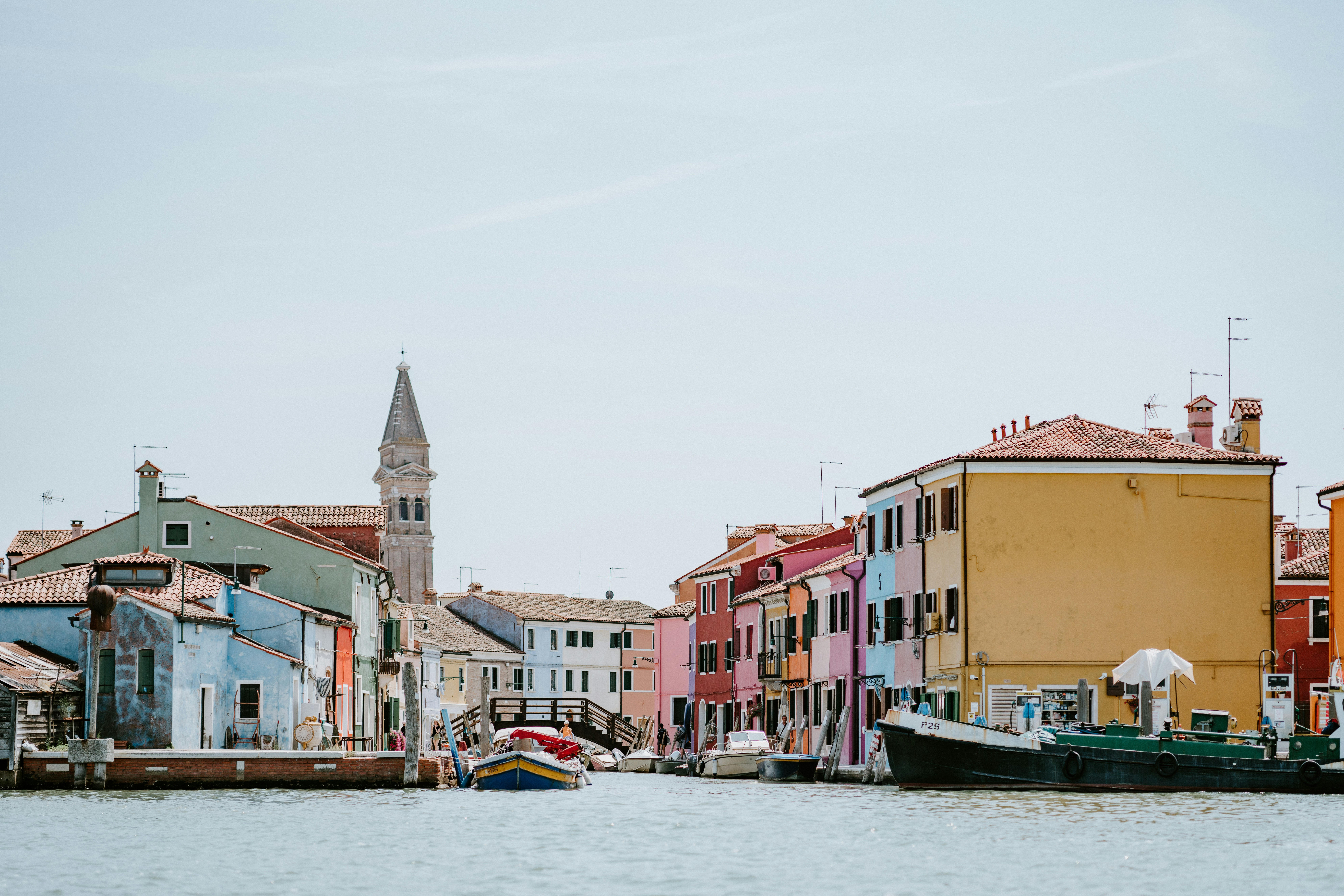 Parked white and blue boat beside dock photo – Free Burano Image on ...