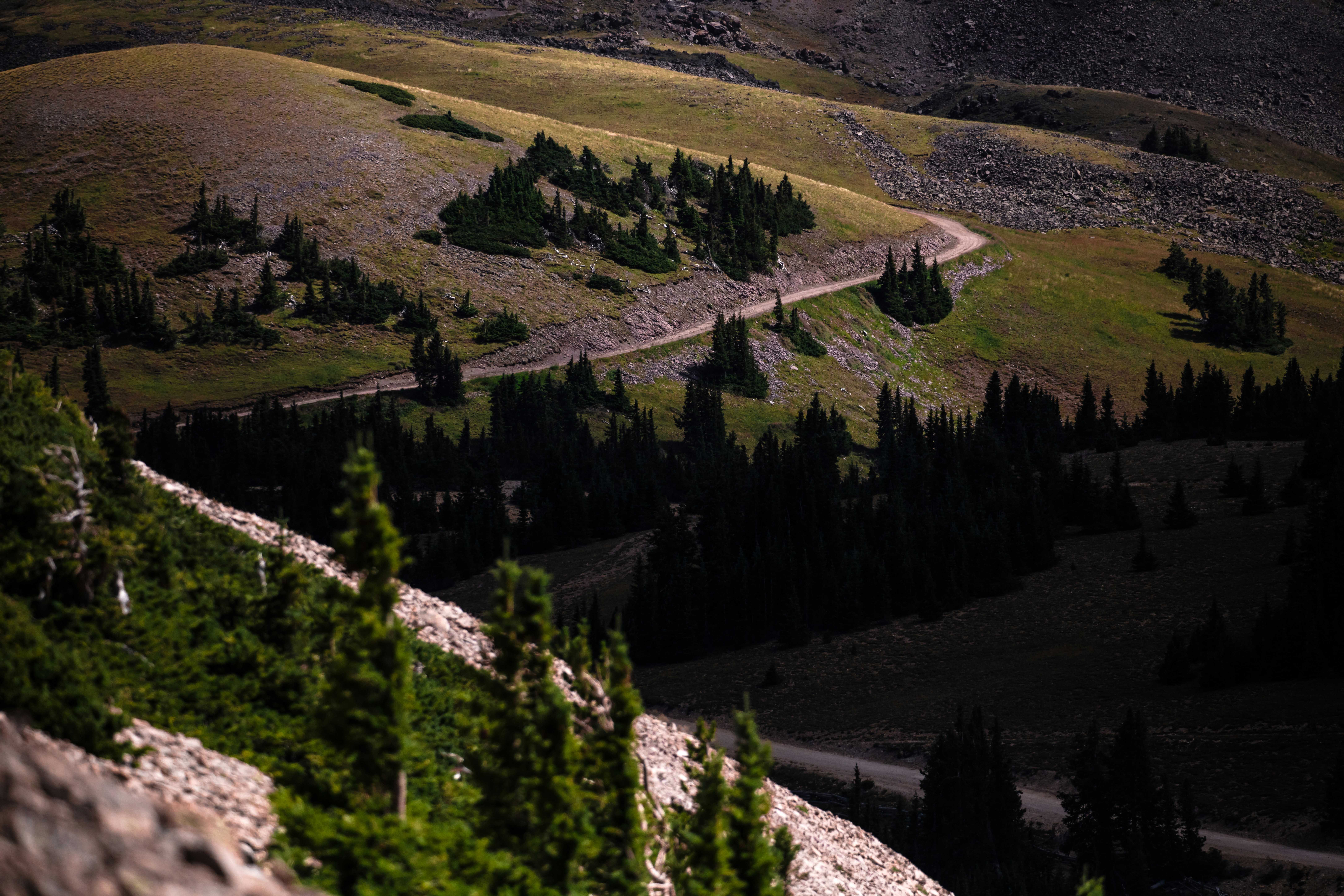 Winding Alpine Trail Carving Through a Ridge