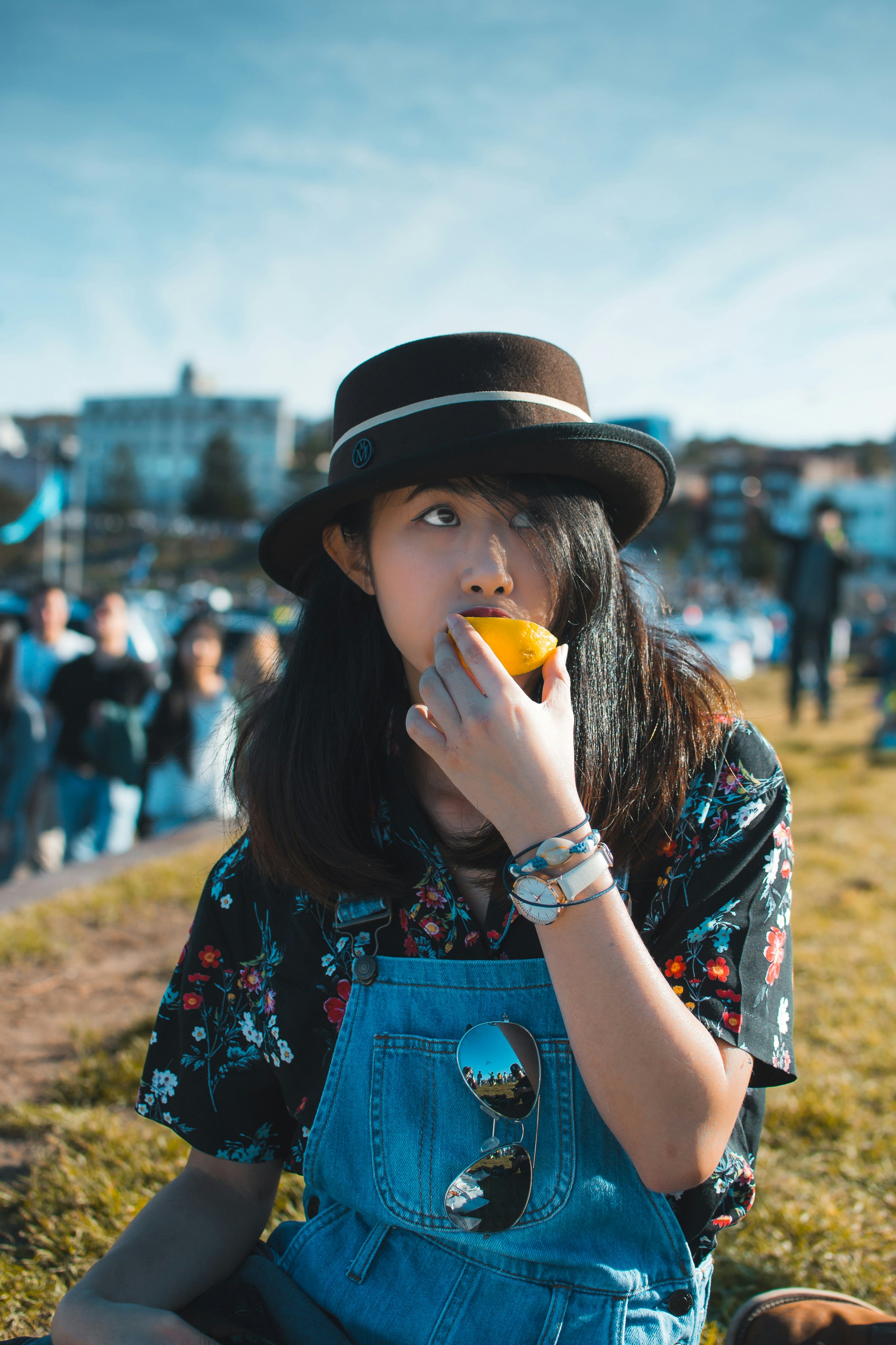 Mango Moment in a Sunlit Park Portrait