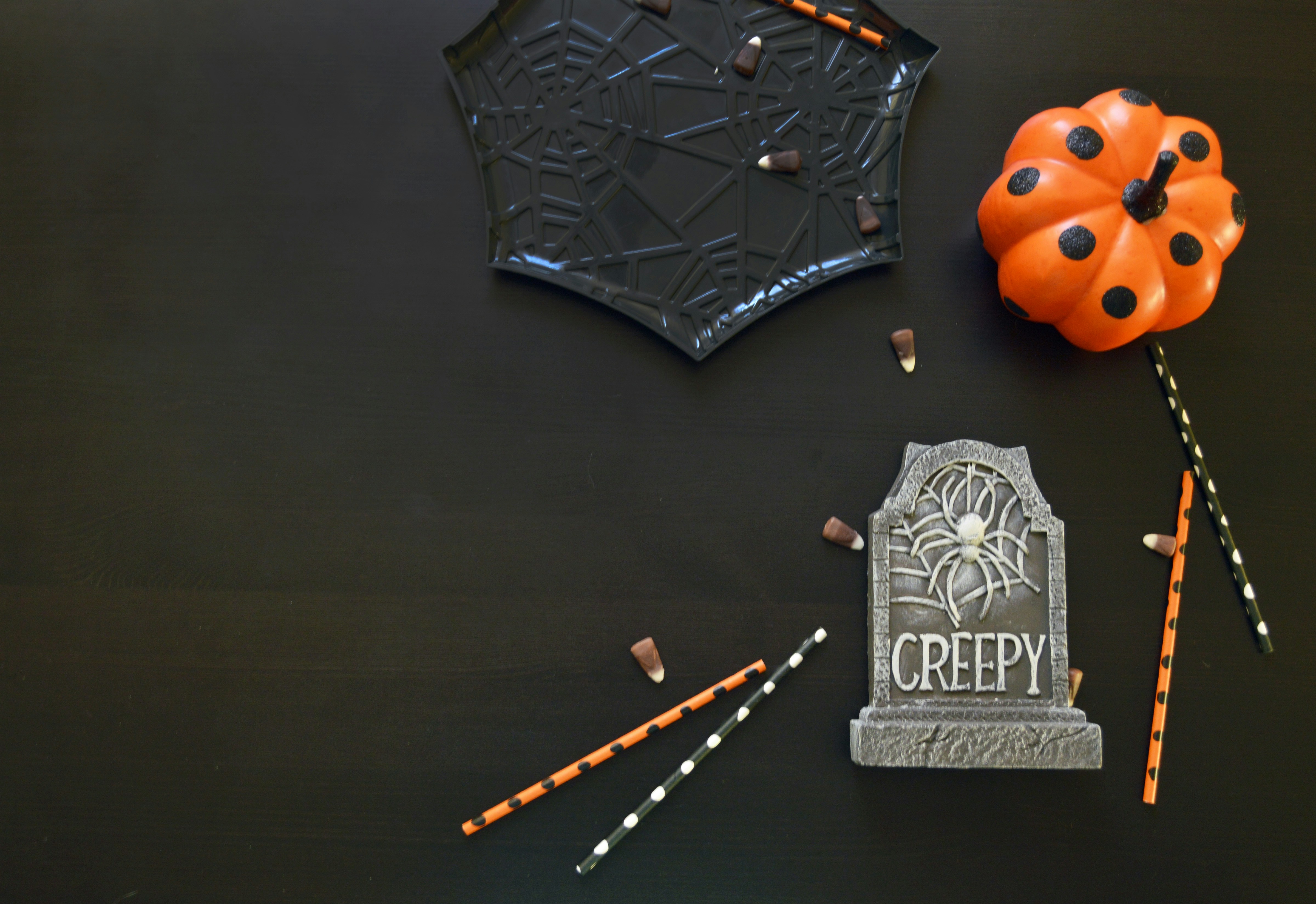 Creepy Gravestone Guards a Halloween Still Life