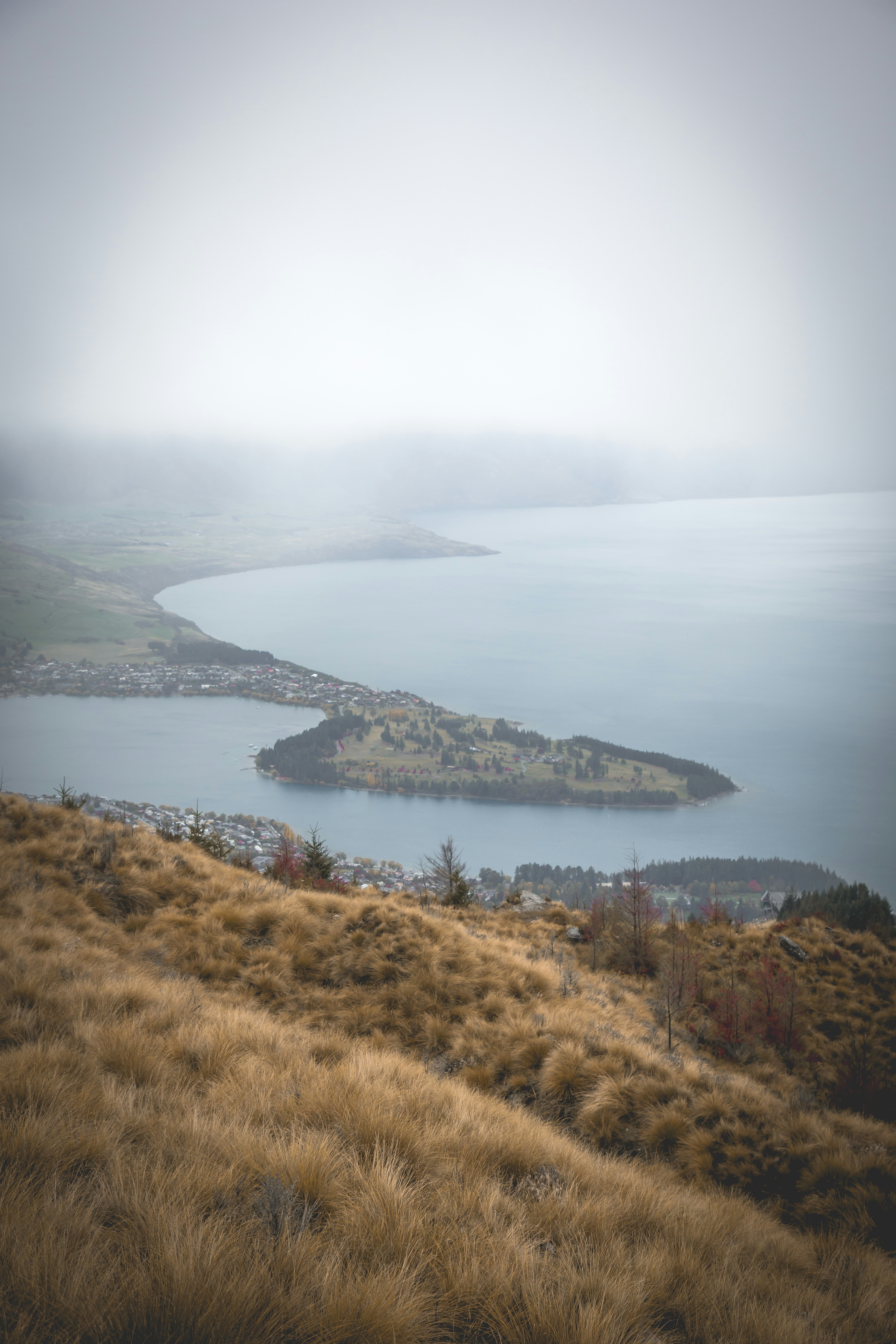 Mist over the Inlet: A Coastal Panorama from the Hills