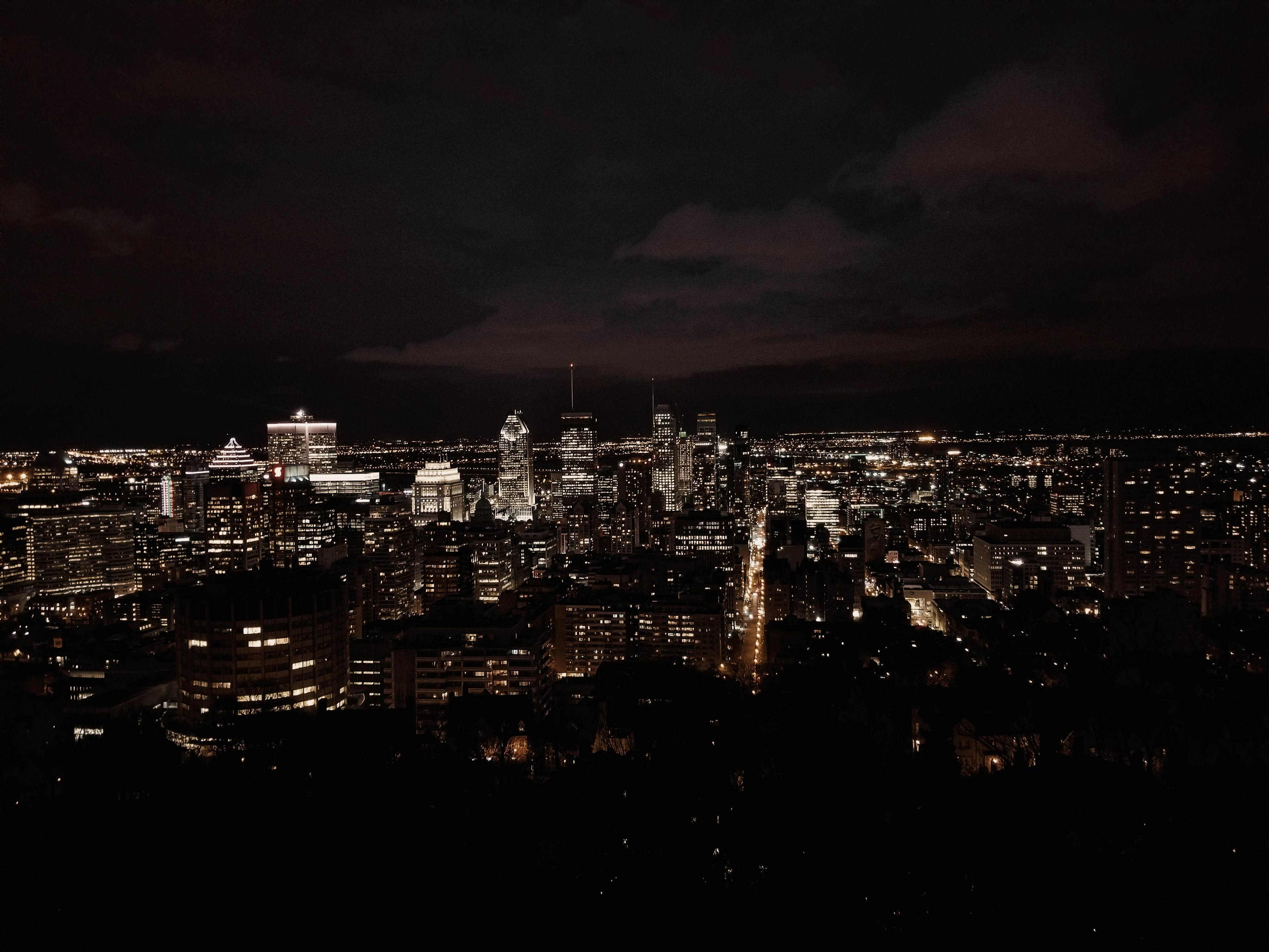 Aerial view of city skyline during night time photo – Free Canada Image ...