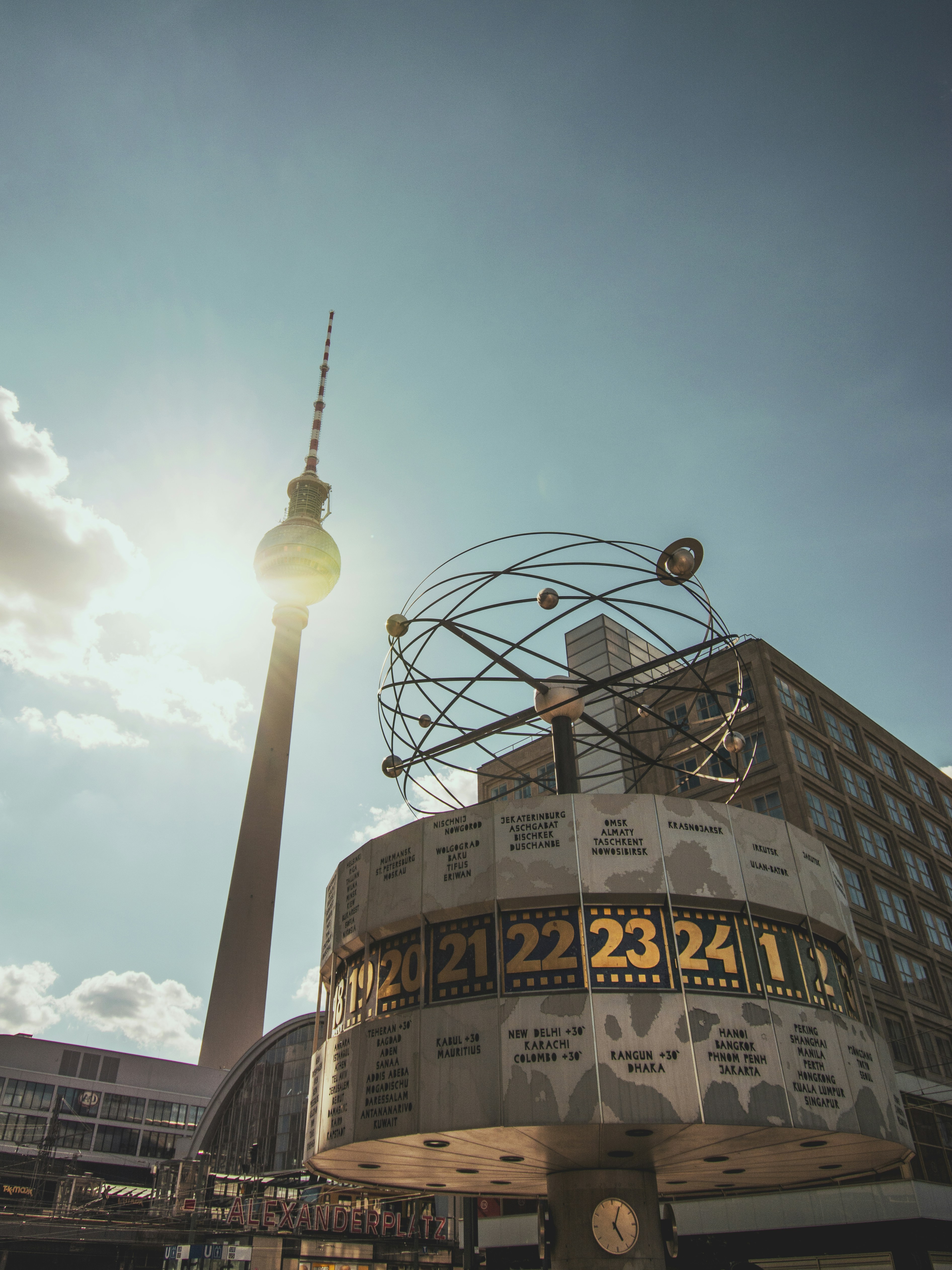 Sunlit Sphere and Tower: Berlin's Timekeeper at Alexanderplatz