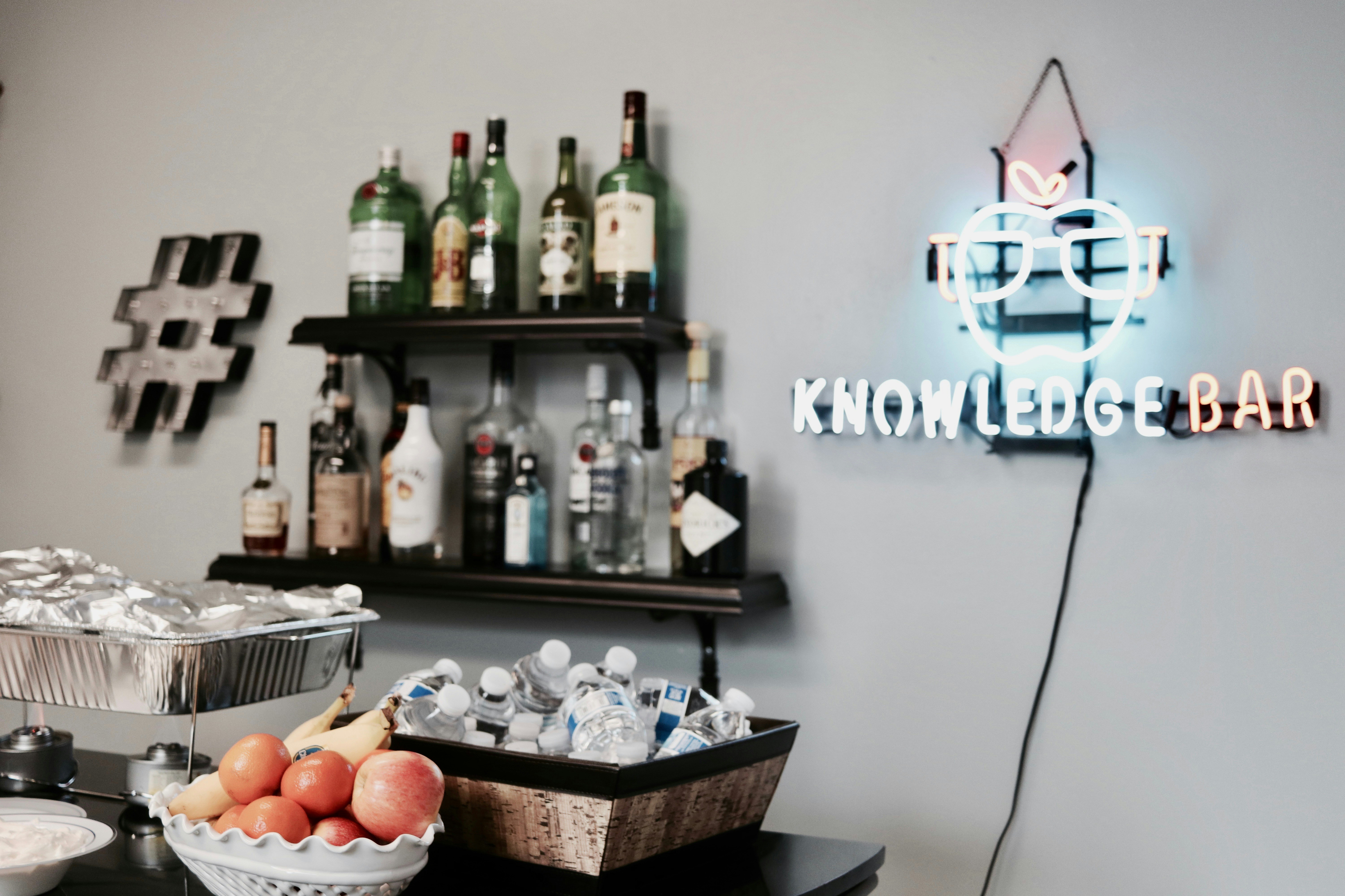 Lighted knowledge bar neon light signage photo – Free Grey Image on ...