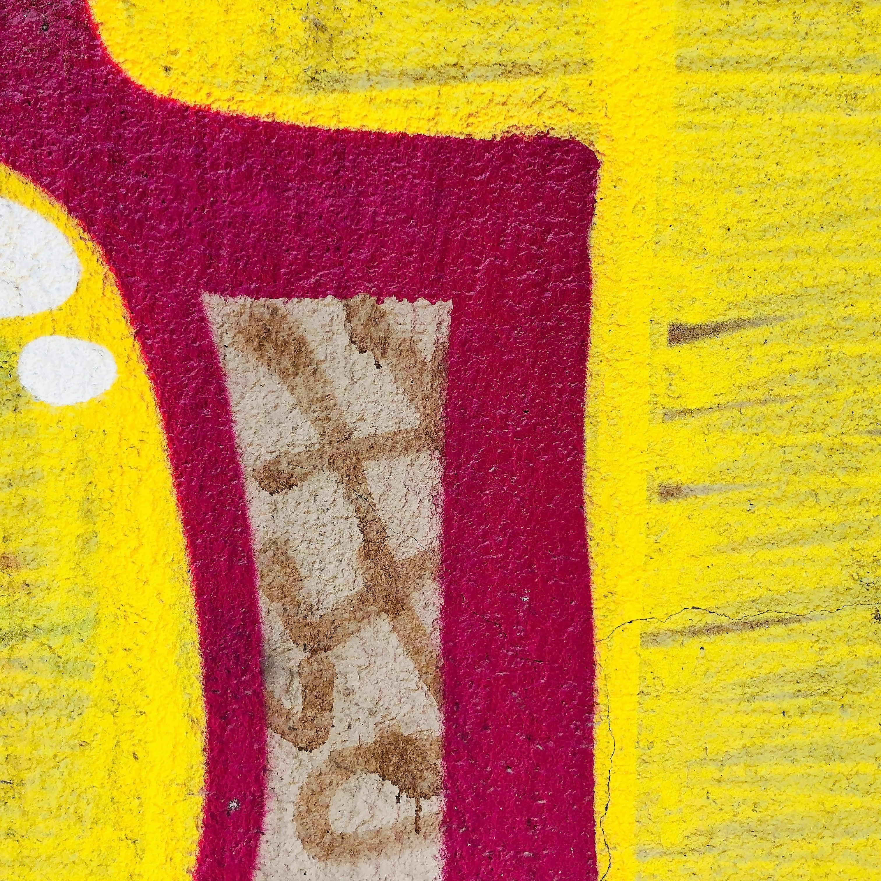 Magenta Ribbon Framing a Weathered Tile Patch in Neon Graffiti