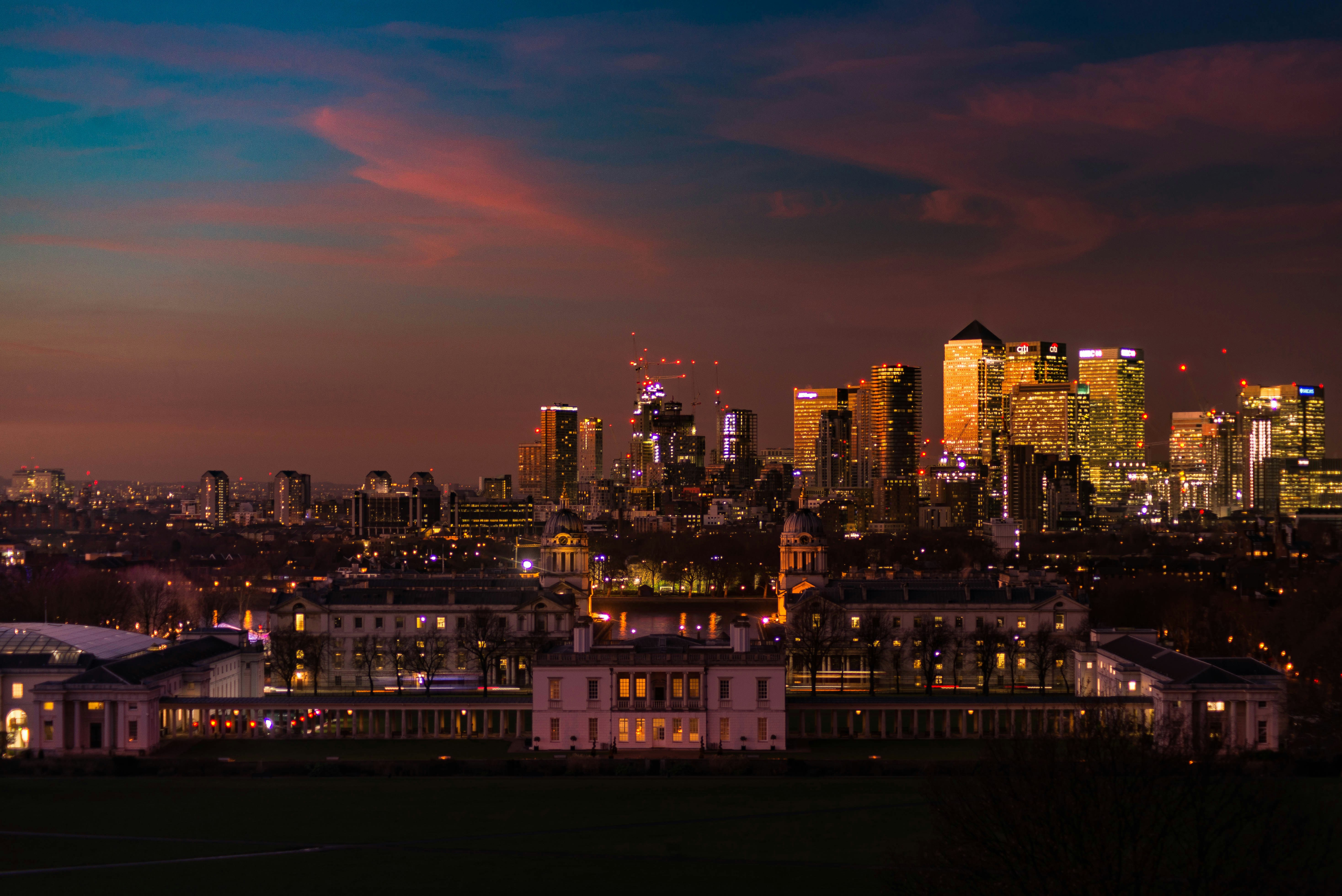 Lighted-up city skyline photo – Free Royal observatory greenwich Image ...