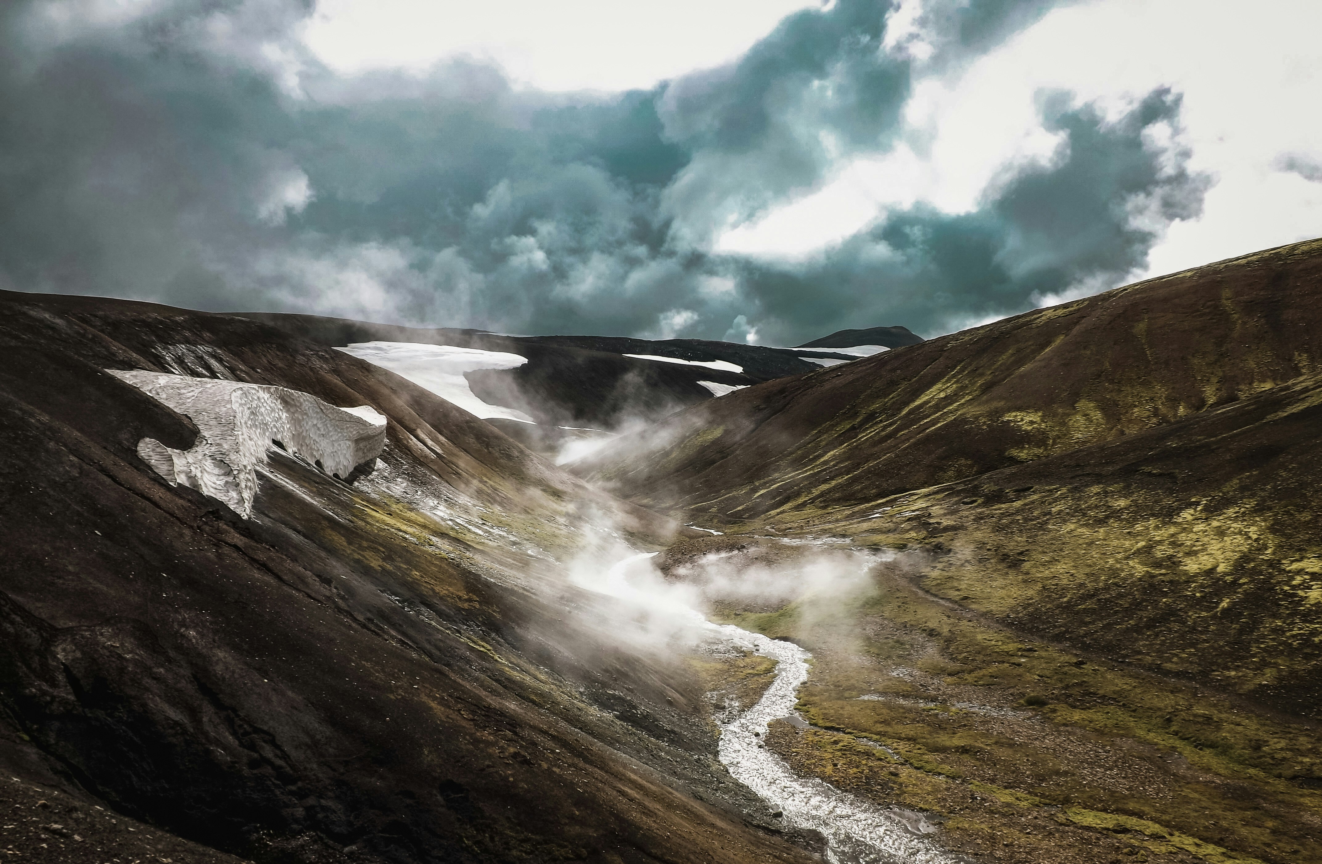 Aerial view photography of river in between two mountains photo – Free ...