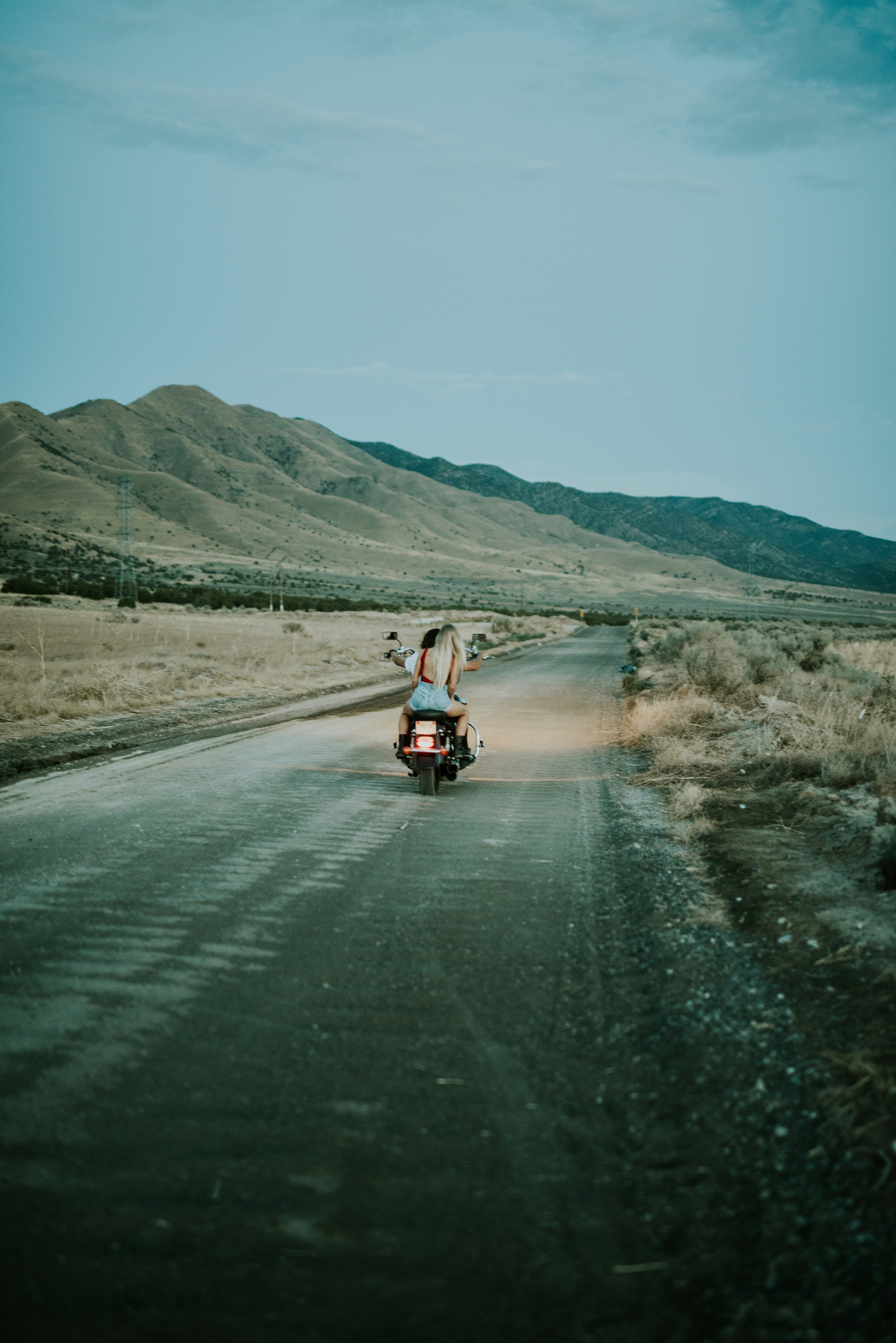Two person riding motorcycle on road viewing mountain photo – Free ...