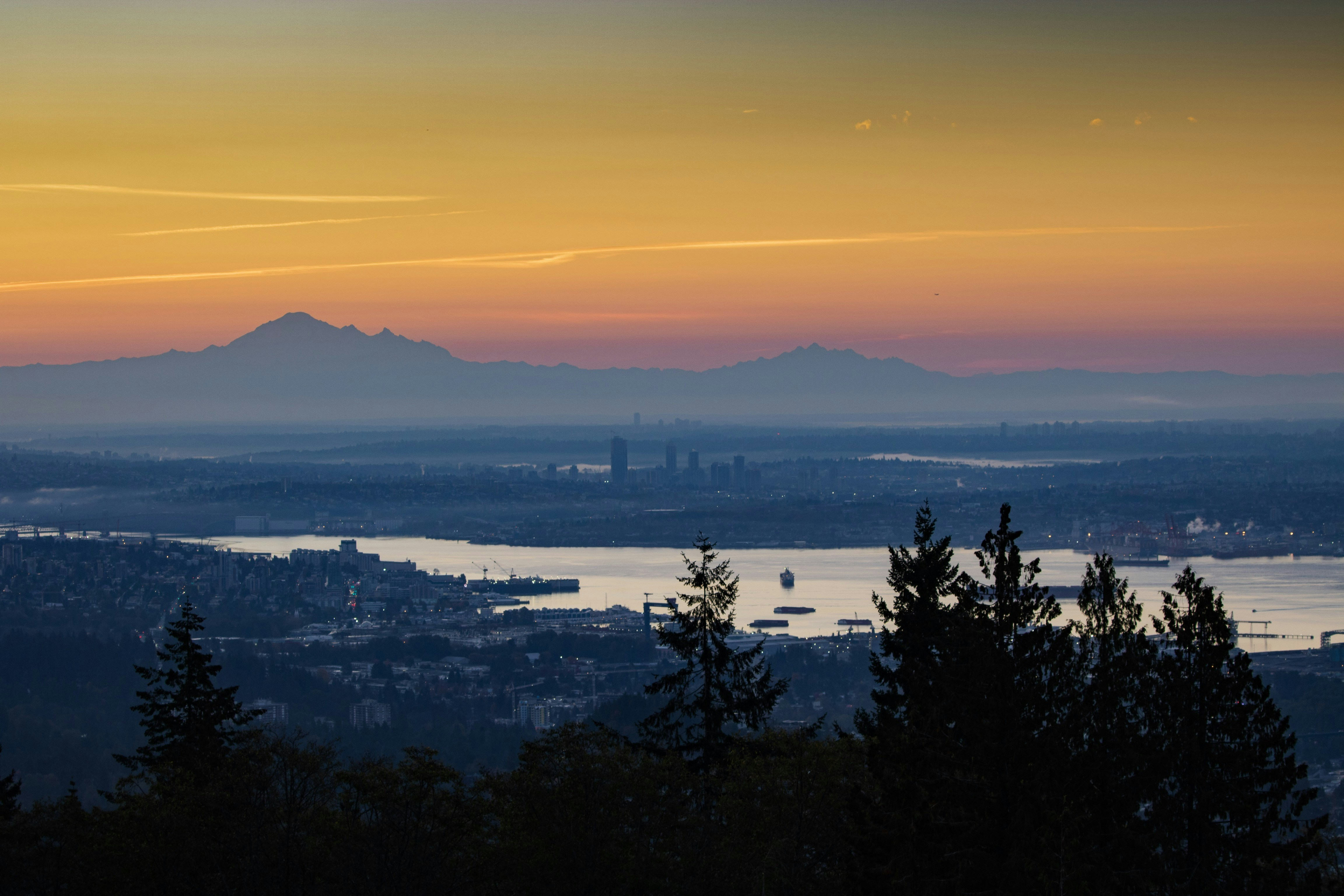 Twilight Silhouettes Over the Bay