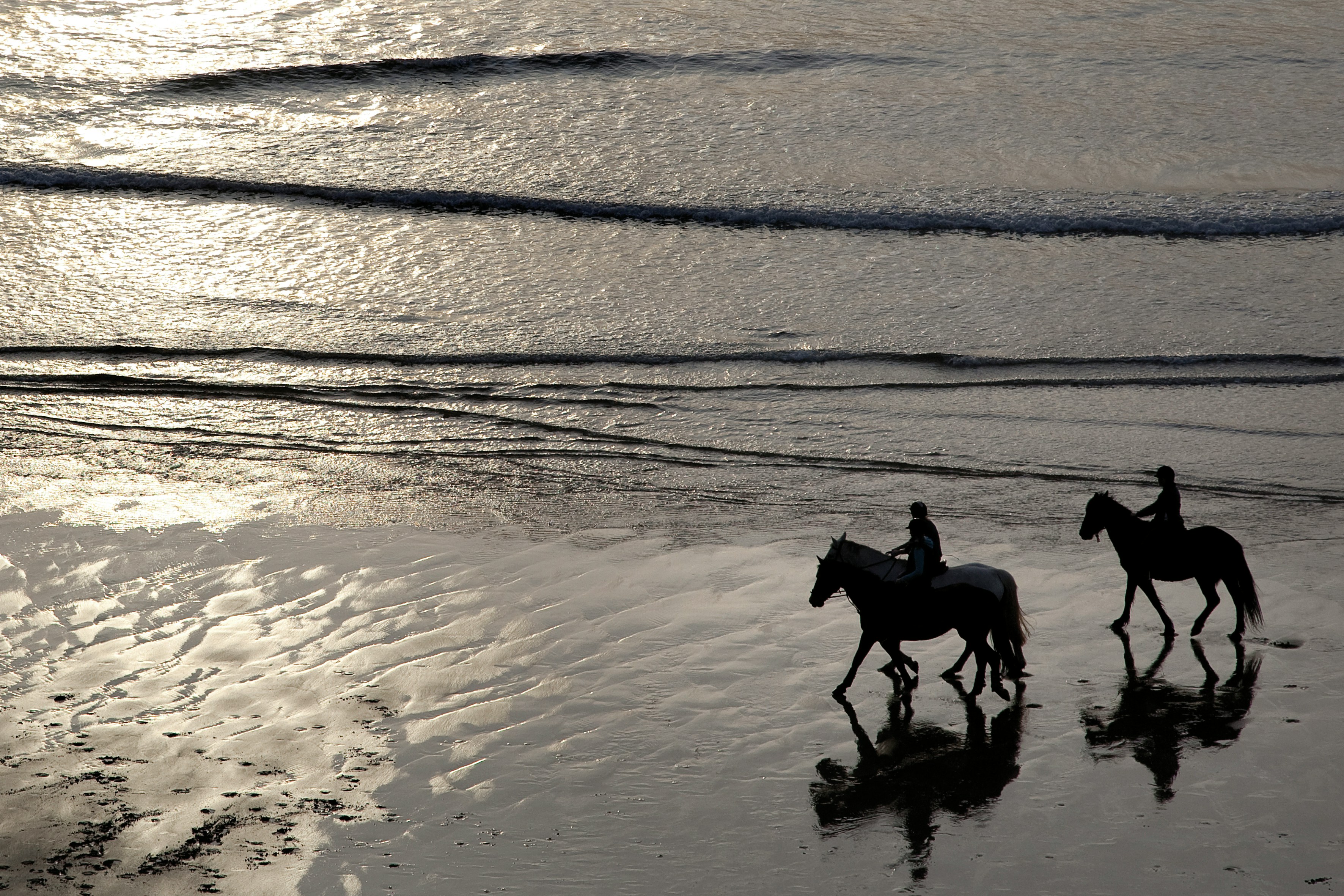 Two person riding horse walking on the seashore photo – Free St davids ...