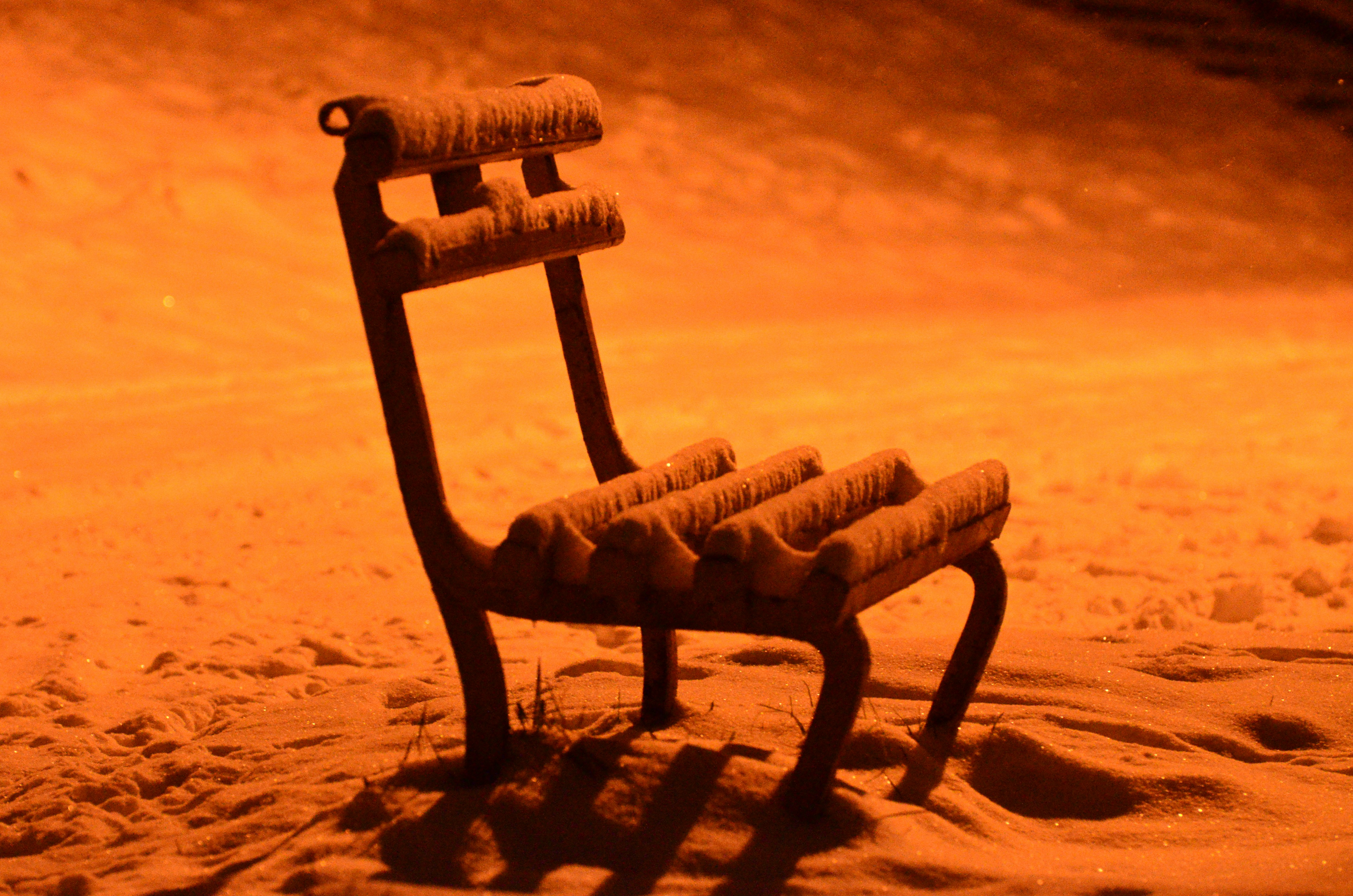 Winter, bench under snow