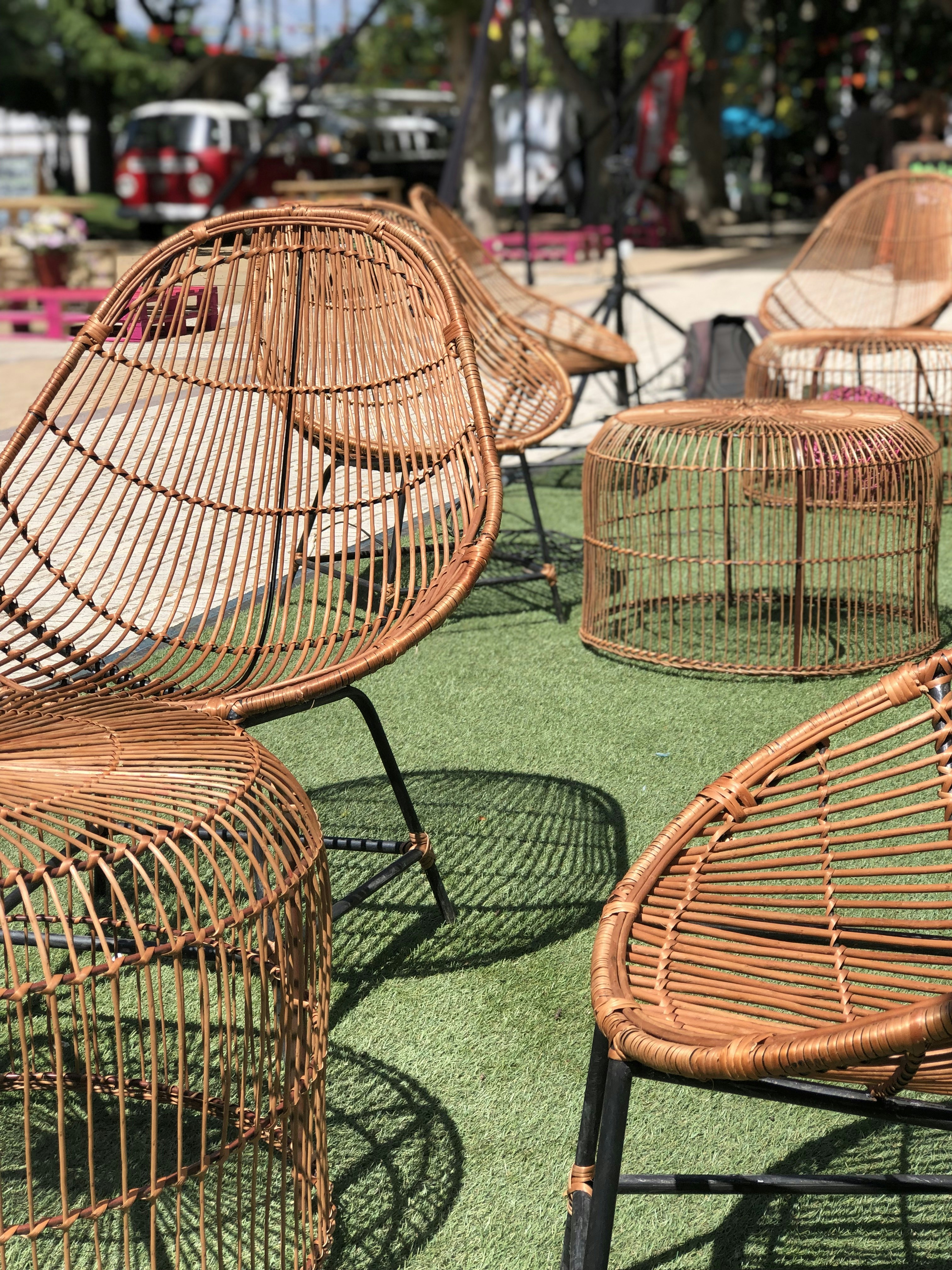 Wicker Lounge in Sunlit Courtyard