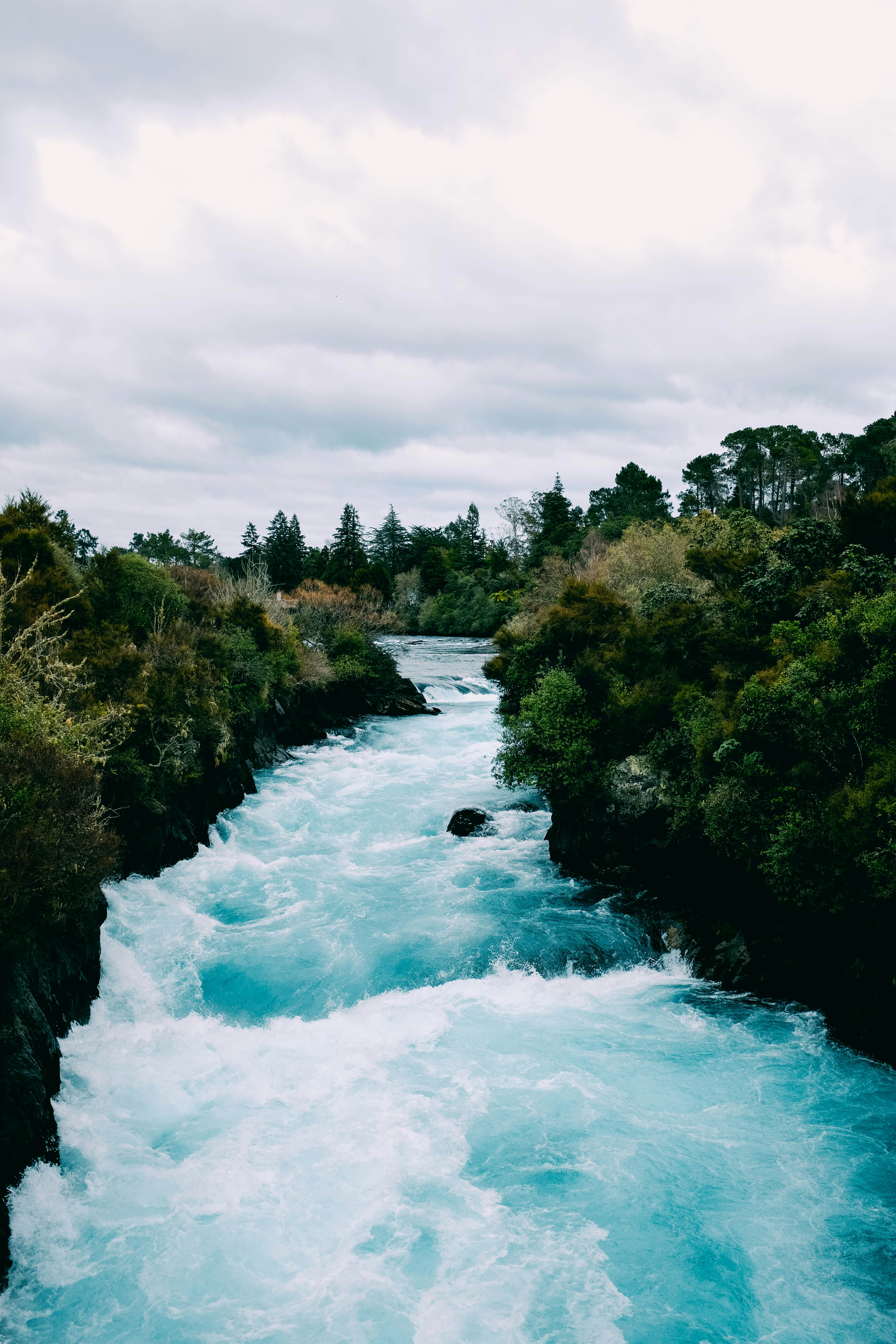 Icy turquoise depths along a river-gorge canyon
