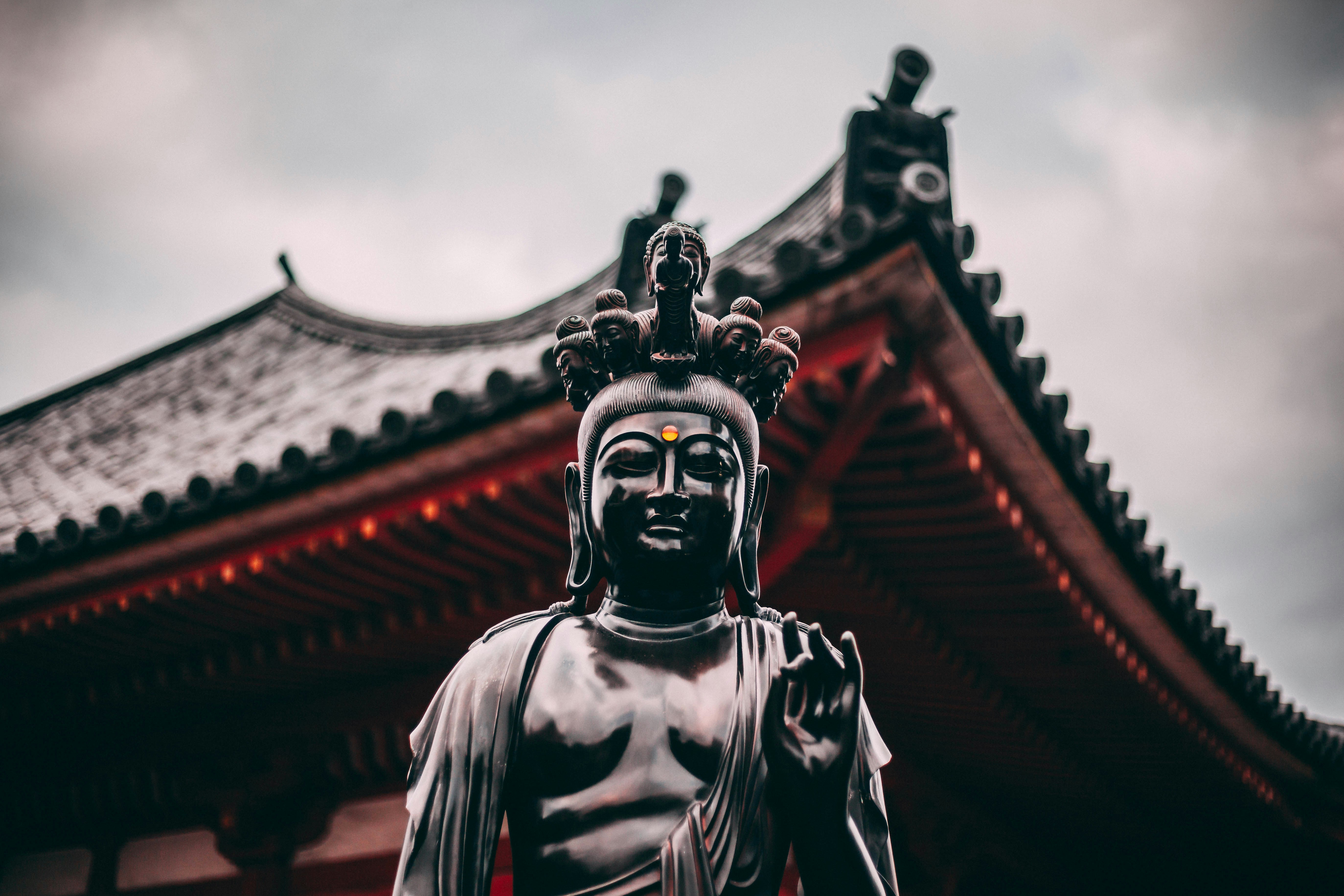 Buddha in front of temple statue during day