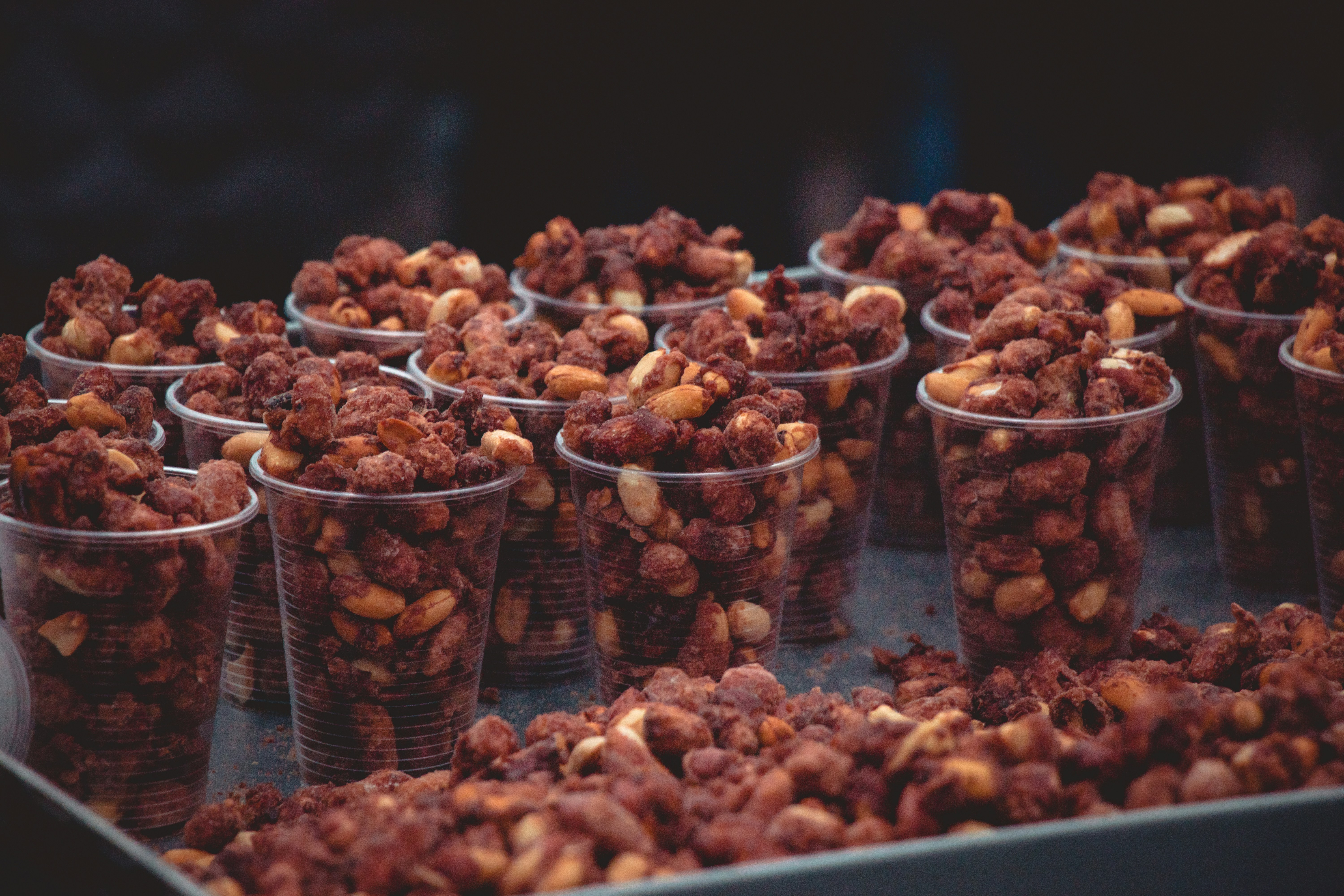 brown seeds on cups